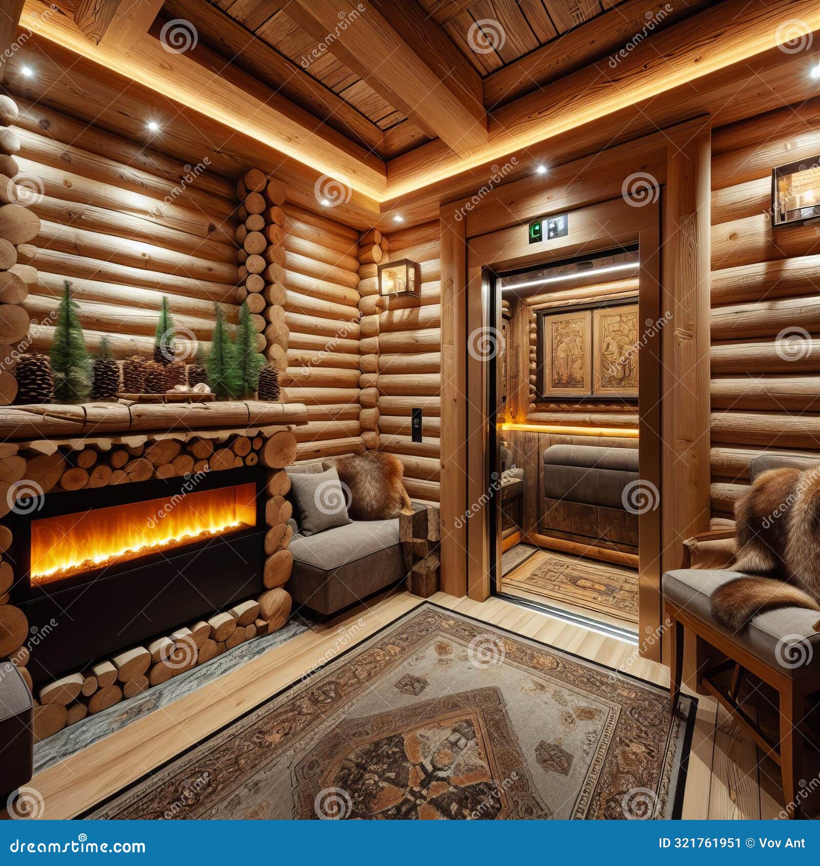 164 88. a Cozy Elevator Interior Designed To Look Like a Rusti Stock Image - Image of interior ...