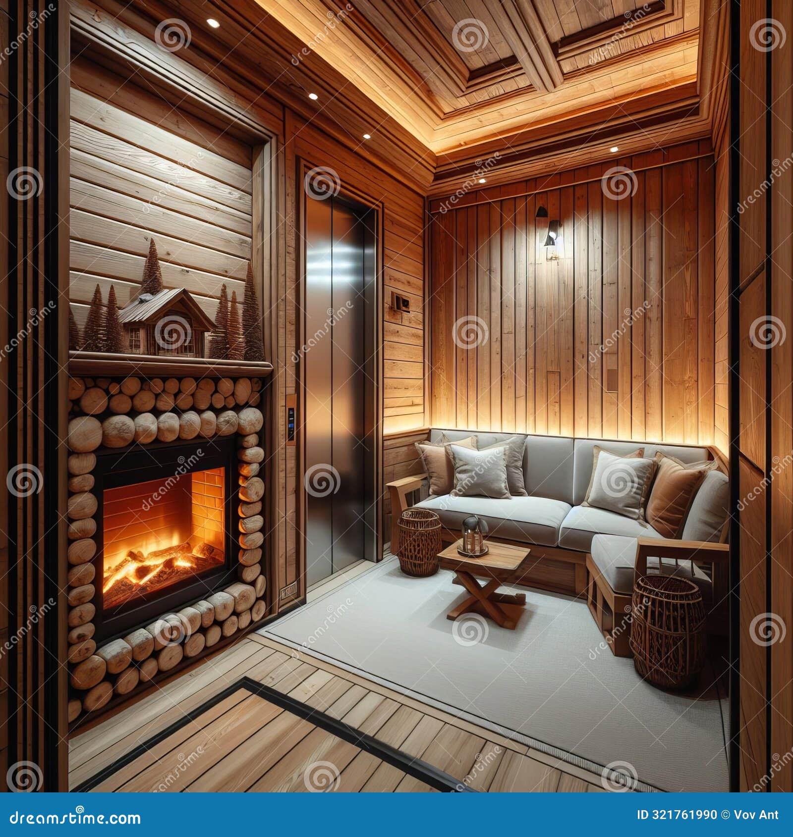 165 88. a Cozy Elevator Interior Designed To Look Like a Rusti Stock ...