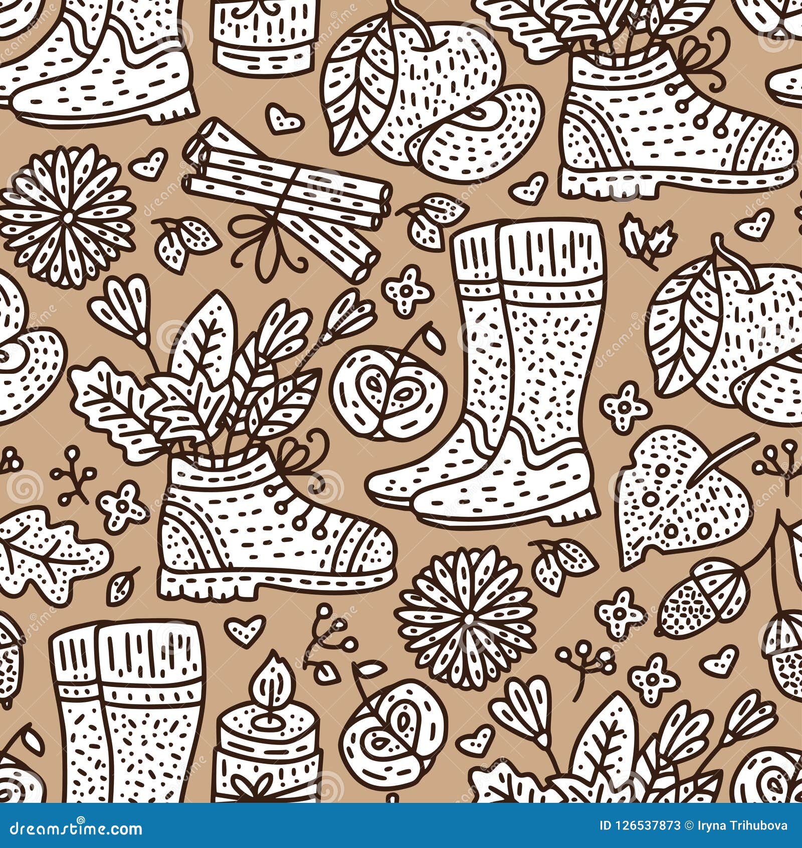 Cozy Fall Vector Illustration. Stock Vector - Illustration of cute ...