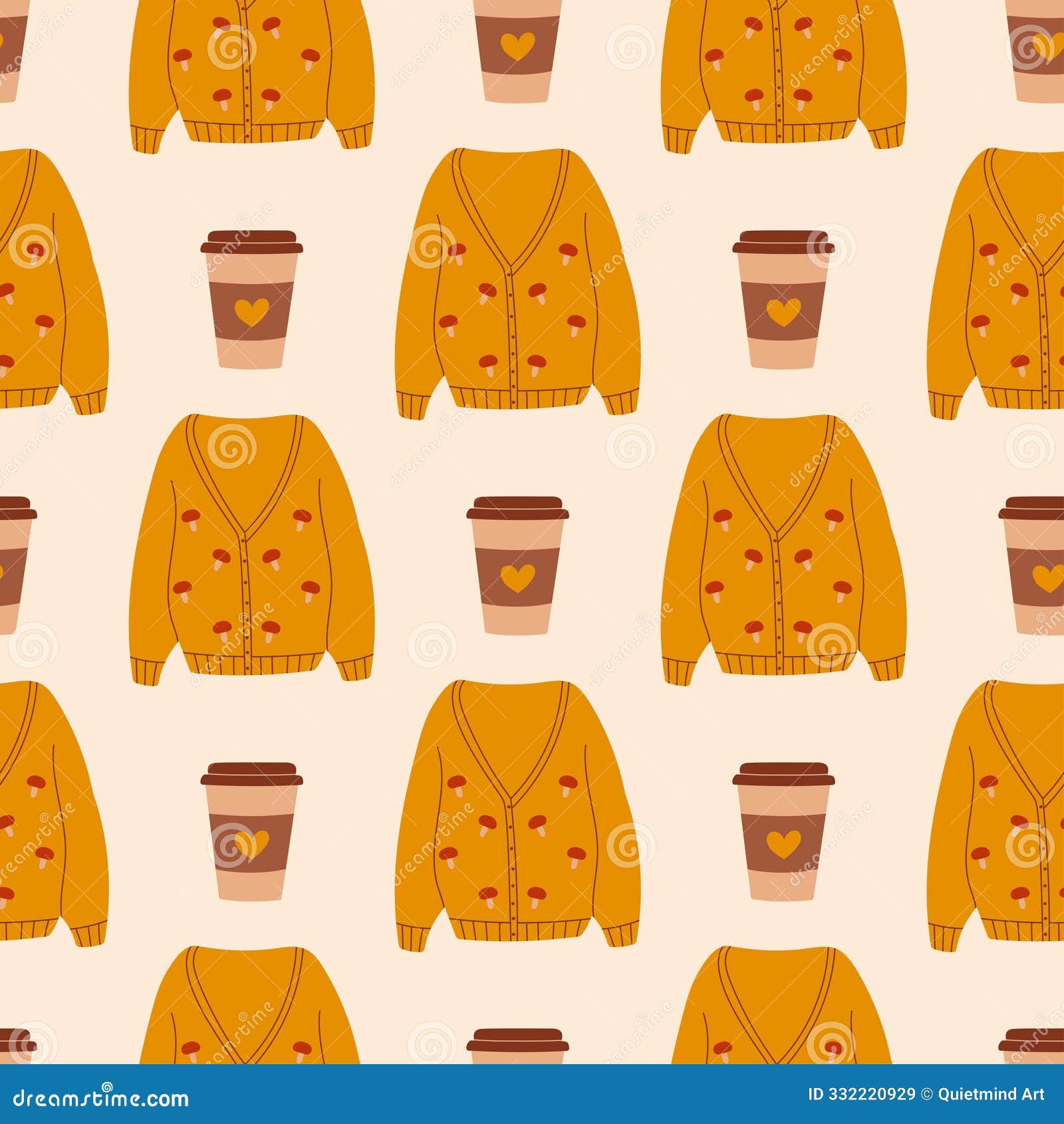 Cozy Fall Sweater and Coffee Cup Seamless Pattern for Autumn Themed ...