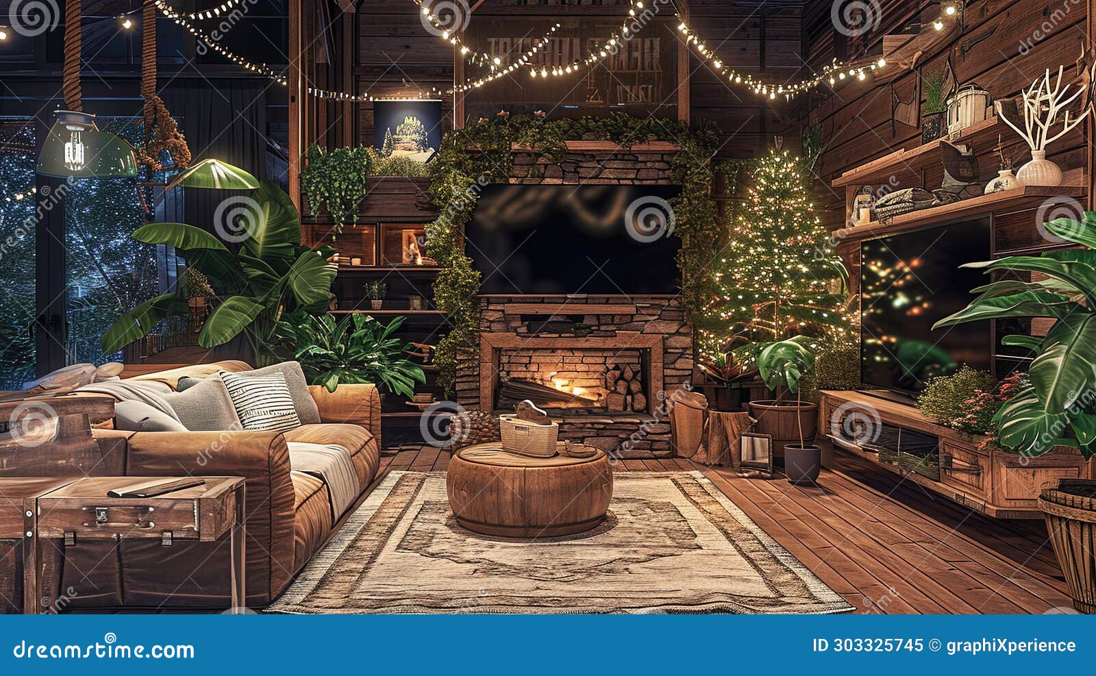 Cozy Forest Cabin Retreat stock image. Image of rustic - 303325745