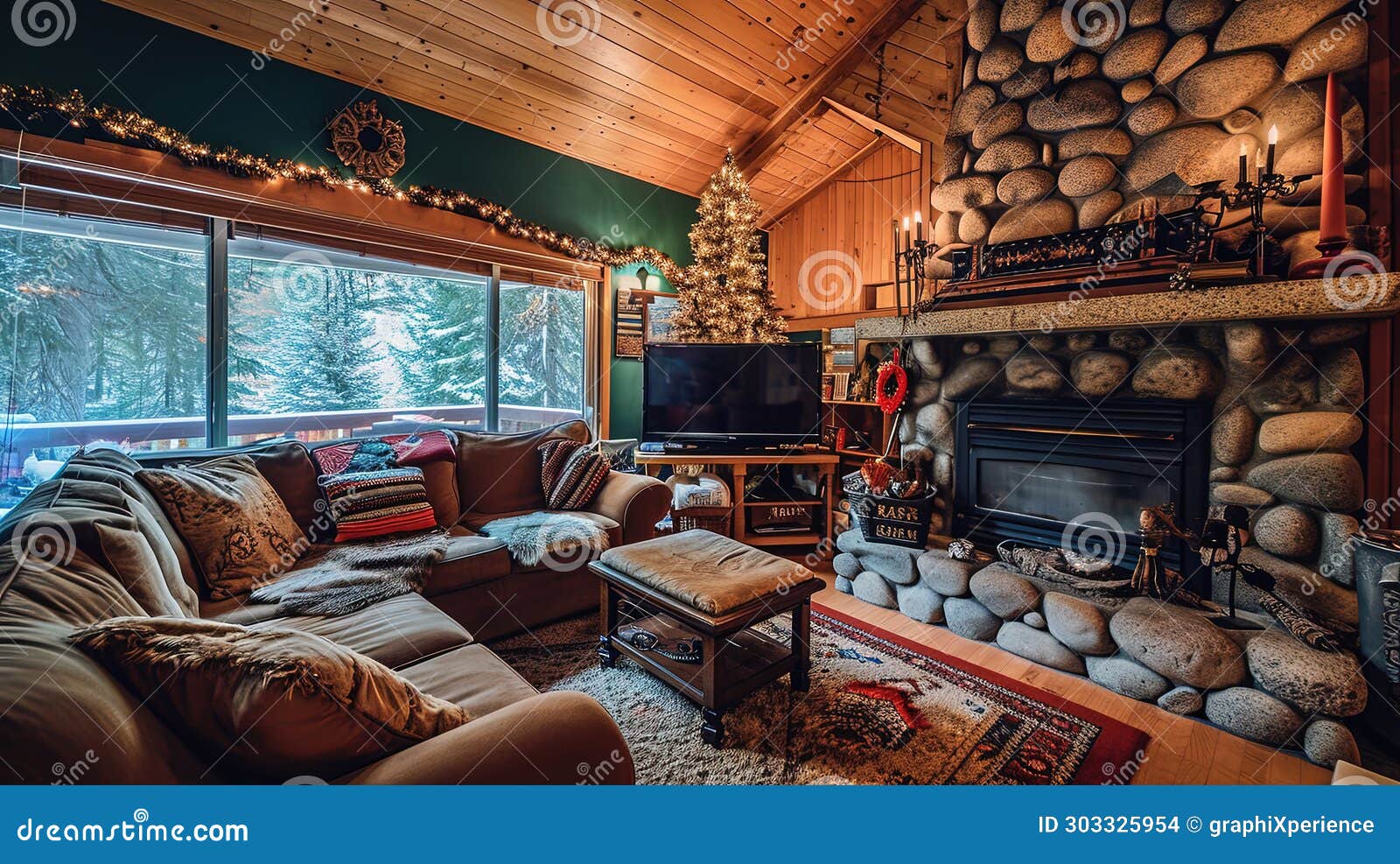 Cozy Forest Cabin Retreat stock photo. Image of home - 303325954
