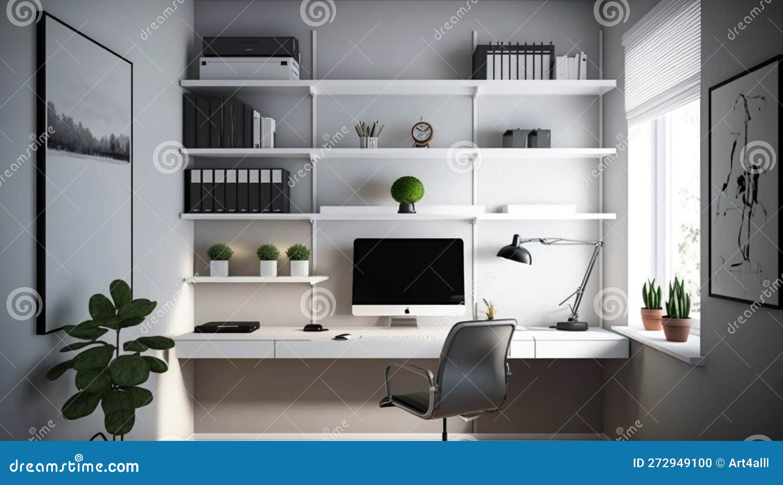 Comfortable Home Office with Modern Computer and House Plants in Room ...