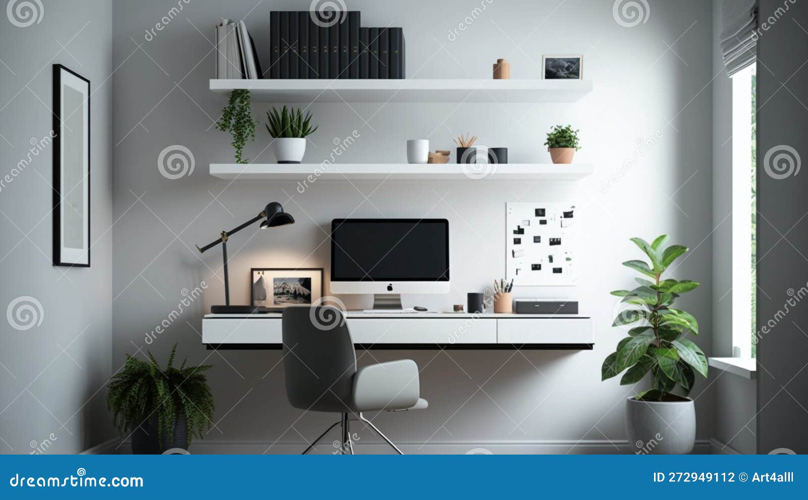 Comfortable Home Office with Modern Computer and House Plants in Room ...