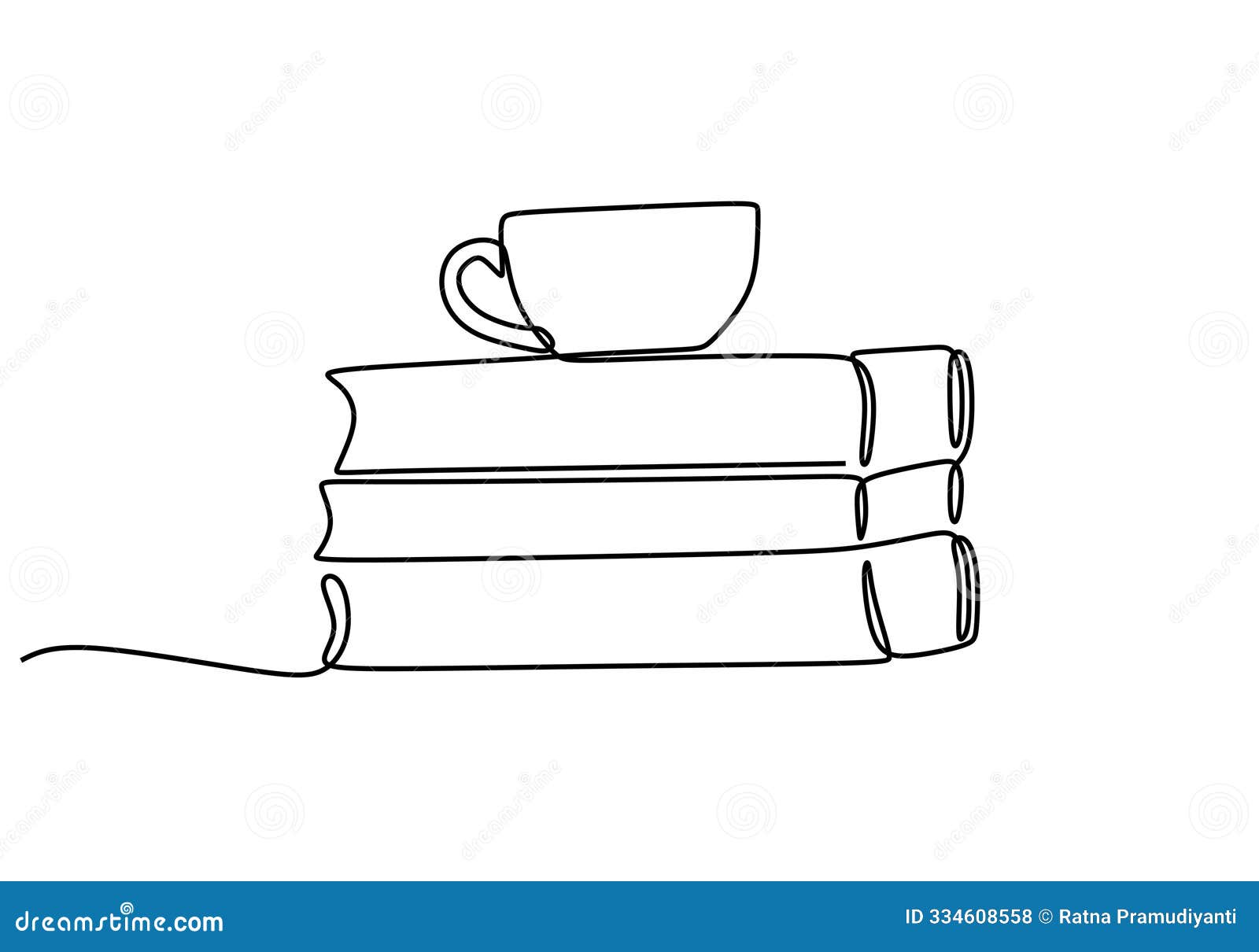 Cozy Hand-Drawn Vector of Books Stack and Cup for Intellectual Vibes ...