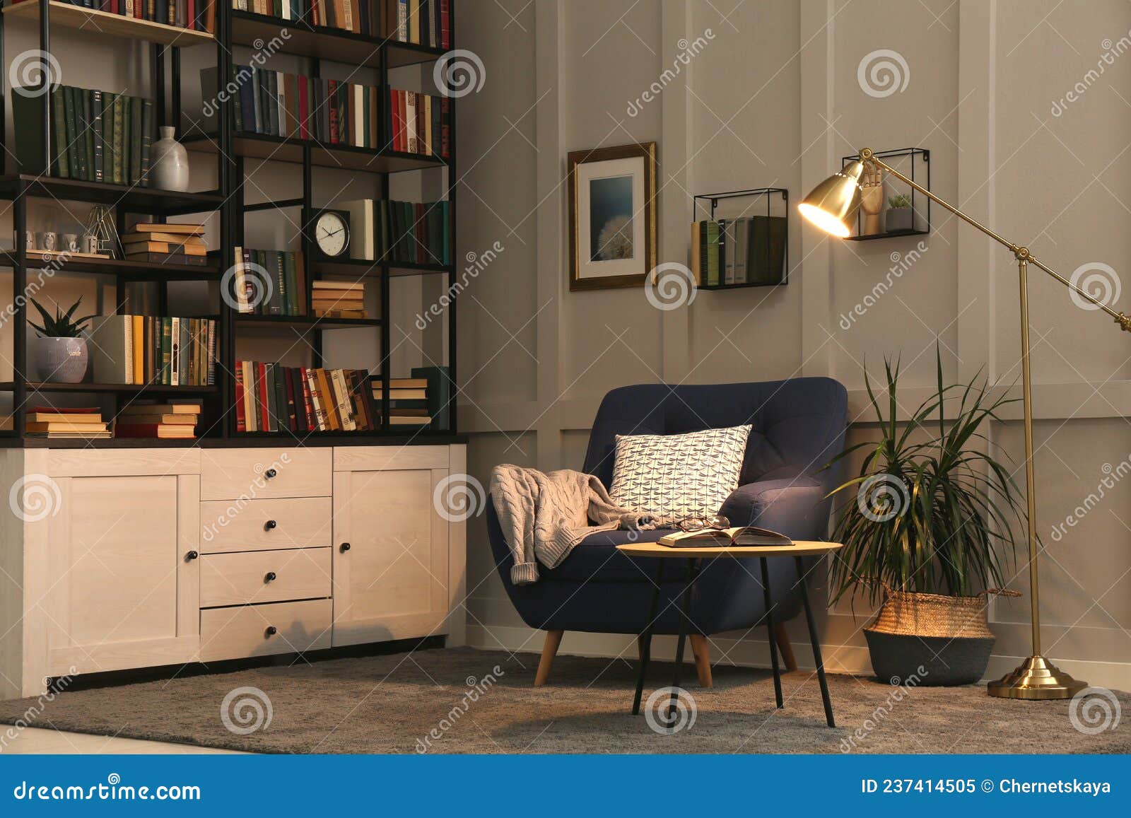 Cozy Home Library Interior with Collection of Different Books on ...