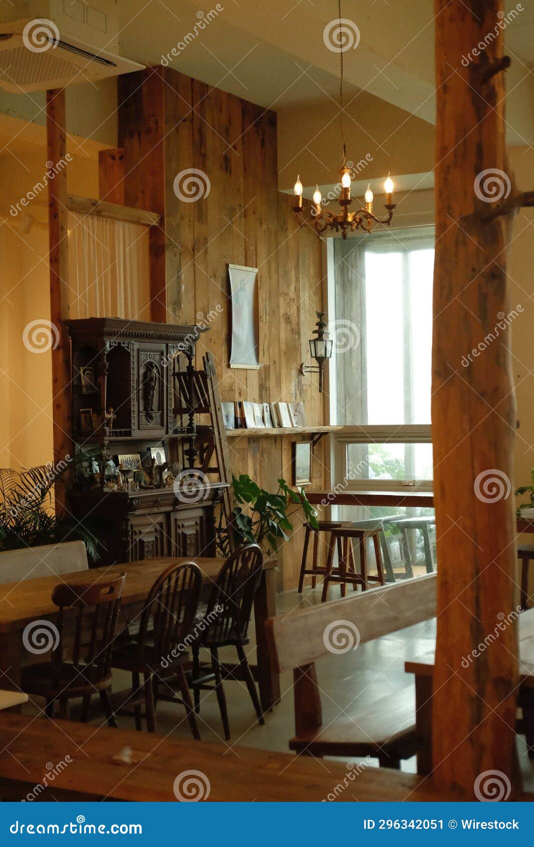 The Inside of a Rustic Home Office and Library Area with Desks Stock ...