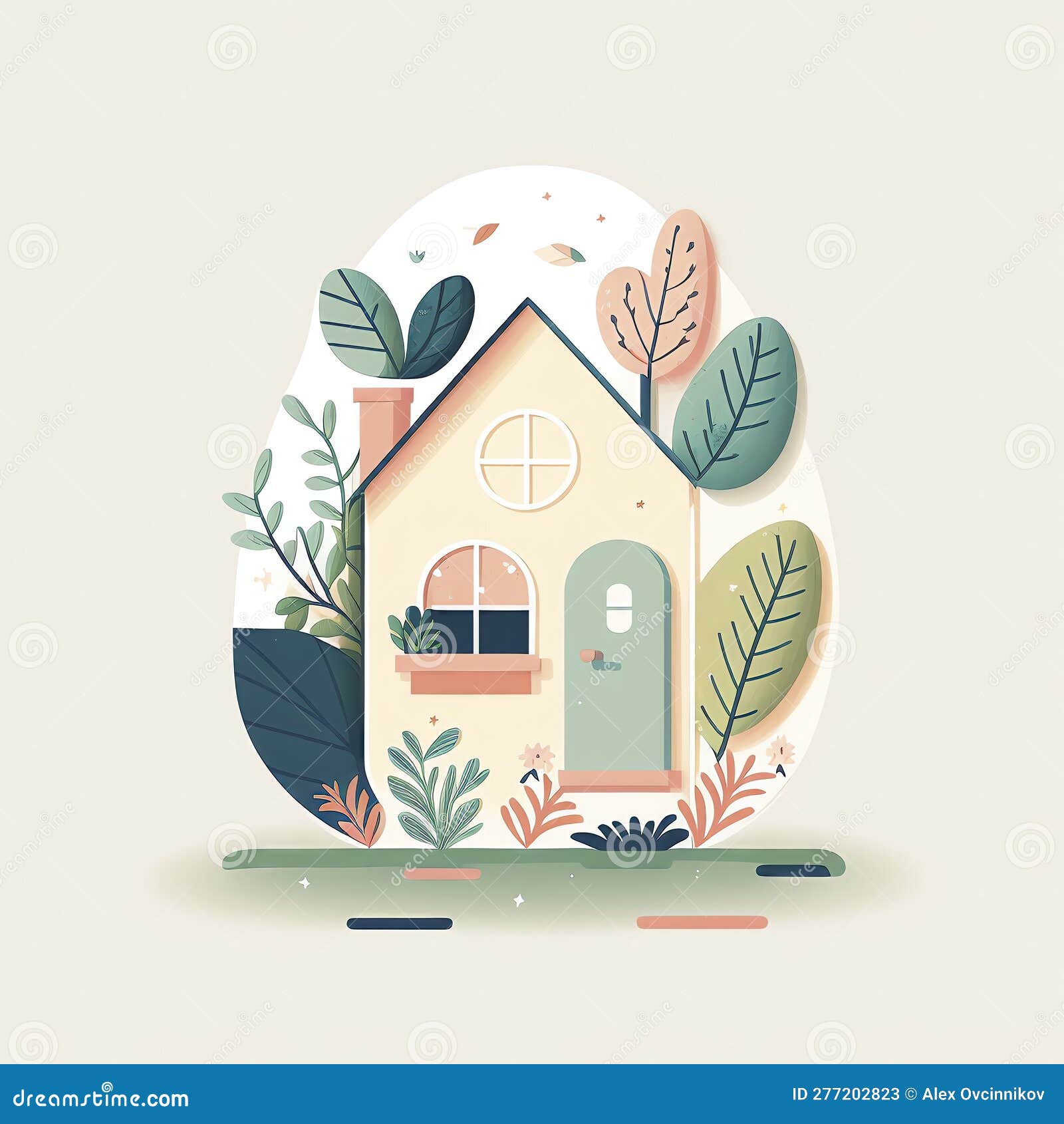 Peaceful Home on Pastel Background. Perfect for Invitations and Posters ...