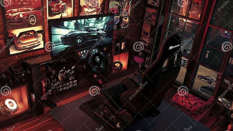 Cozy Home Racing Simulation High-tech Controllers in a Realistic Setup ...