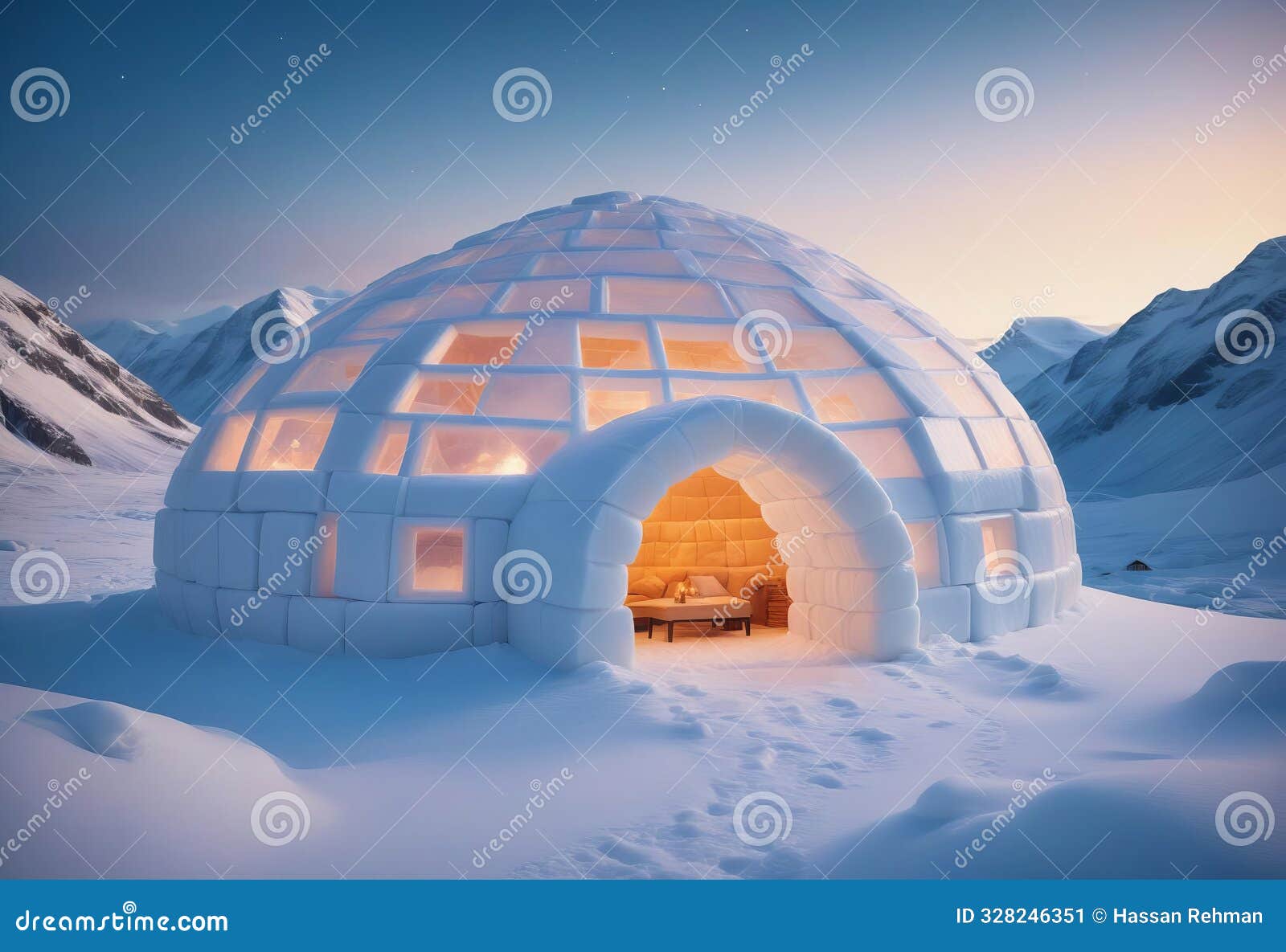 A Cozy Igloo Nestled in the High, Snow-capped Mountains Stock ...