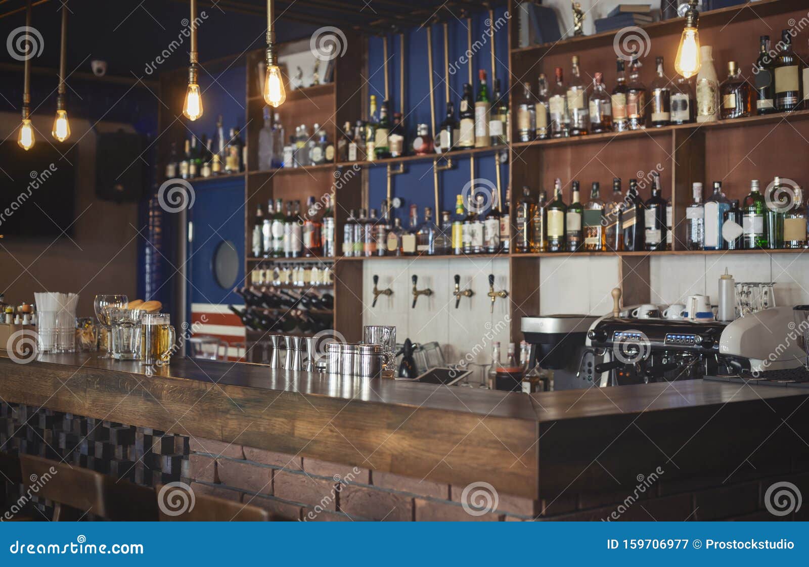 Cozy Image of Empty Wooden Bar or Pub Stock Image - Image of furniture ...