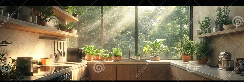 Cozy and Innovative Kitchen Featuring Rustic High-tech Design, Warm ...