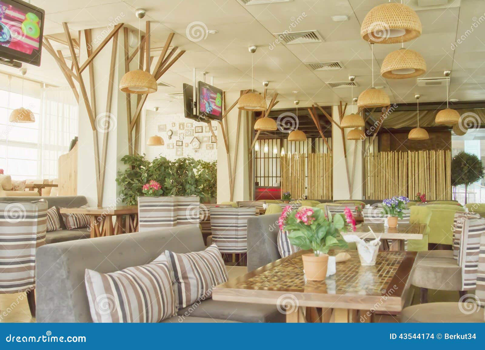 Cozy Interior of the Cafe-restaurant Stock Photo - Image of decoration ...