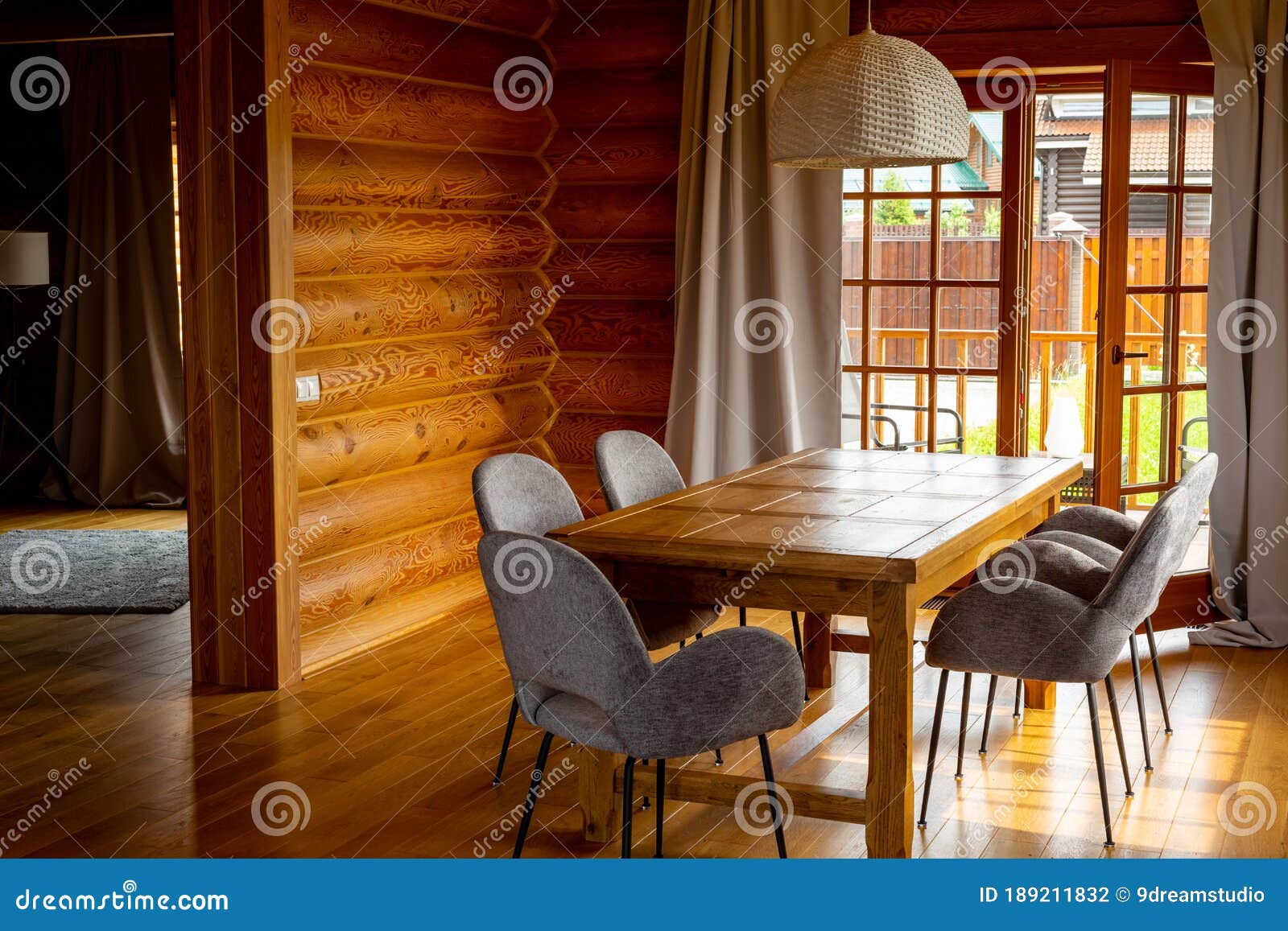 Cozy Interior Design of a Wooden Cottage Stock Photo - Image of nature ...