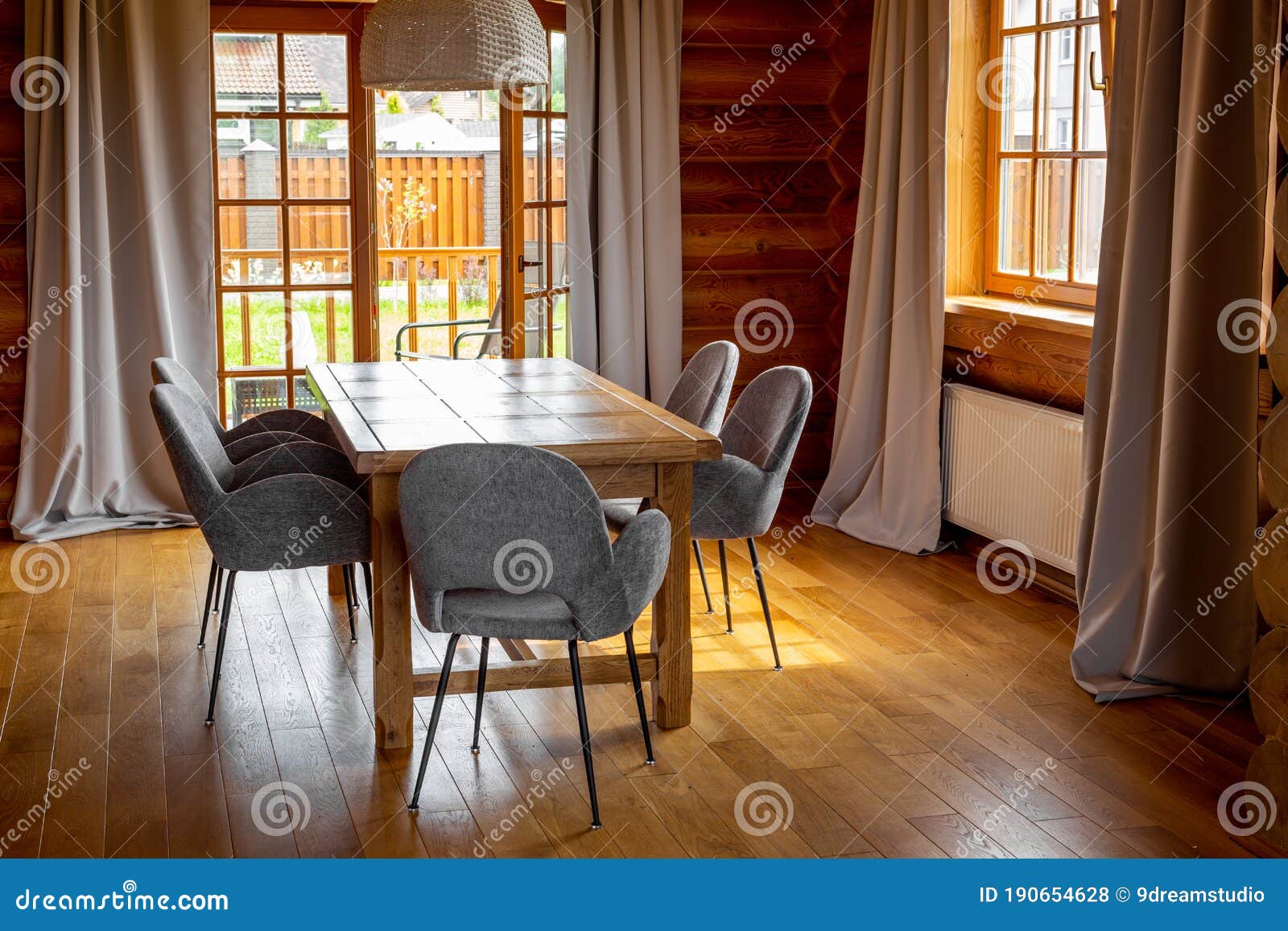 Cozy Interior Design of a Wooden Cottage Stock Photo - Image of kitchen ...