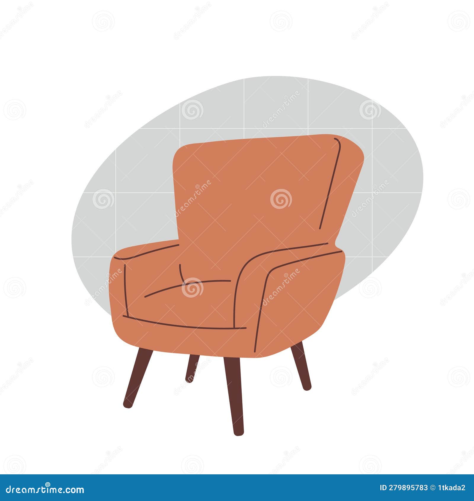 Cozy Interior with an Easy Chair. Vector Illustration Stock Vector ...