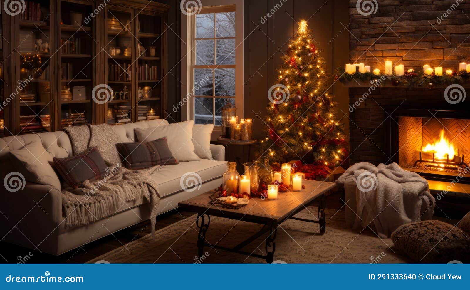 Cozy and Inviting Holiday Setting Stock Illustration - Illustration of ...