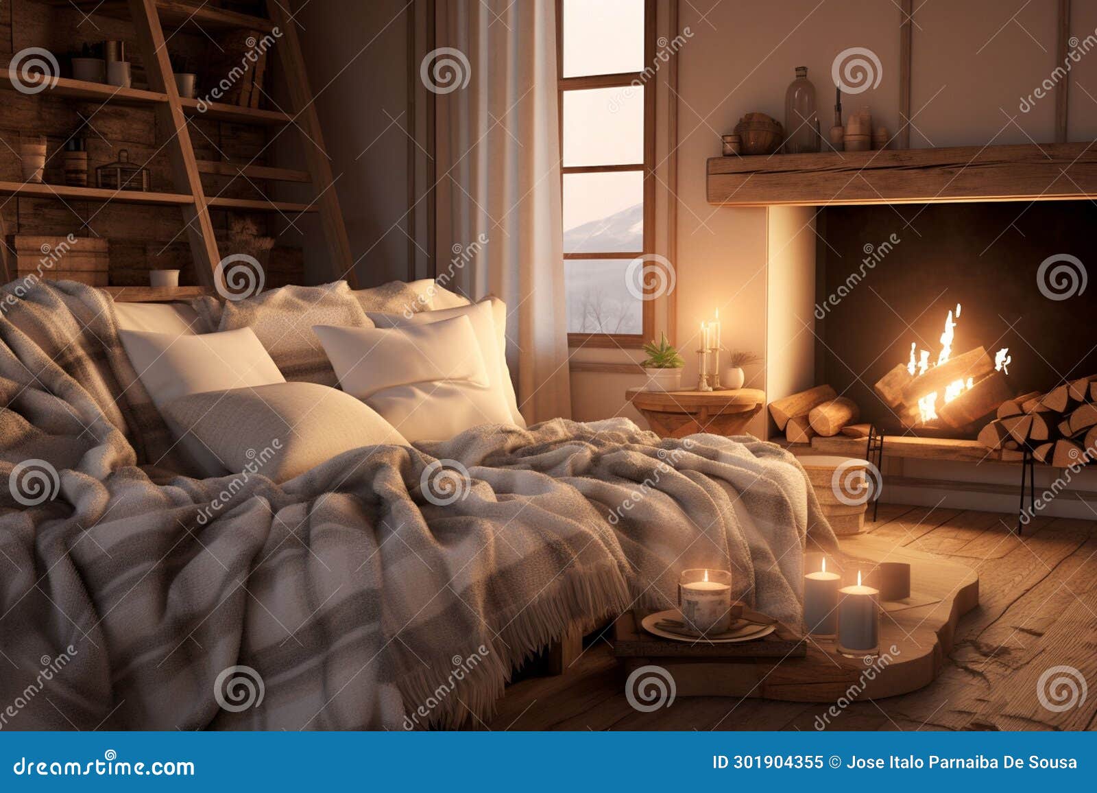 Cozy and Inviting Hygge Home Scenes Illustrating Stock Illustration ...