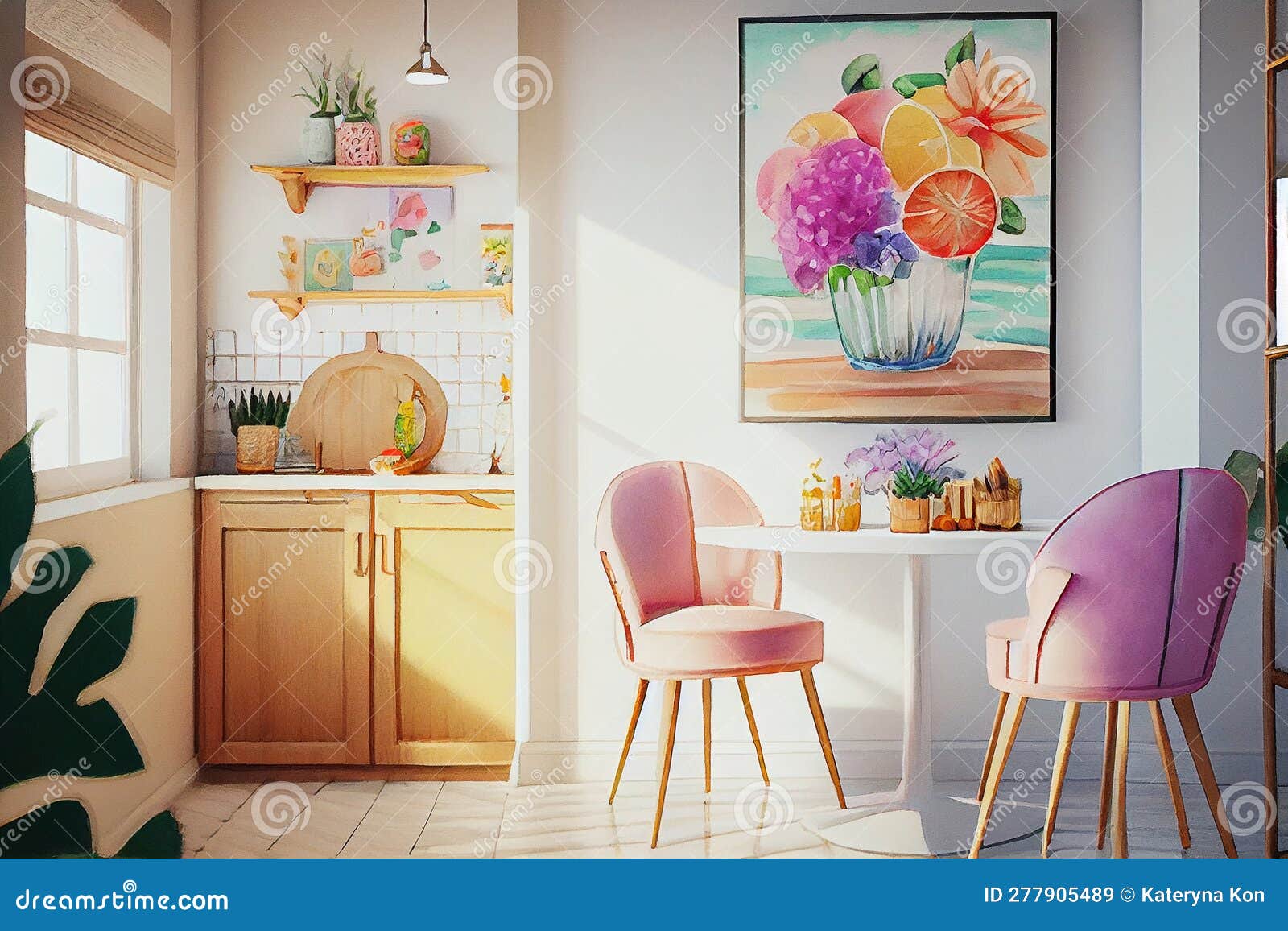 A Cozy And Inviting Snack Area With A Boho-style Decor, Featuring Soft ...