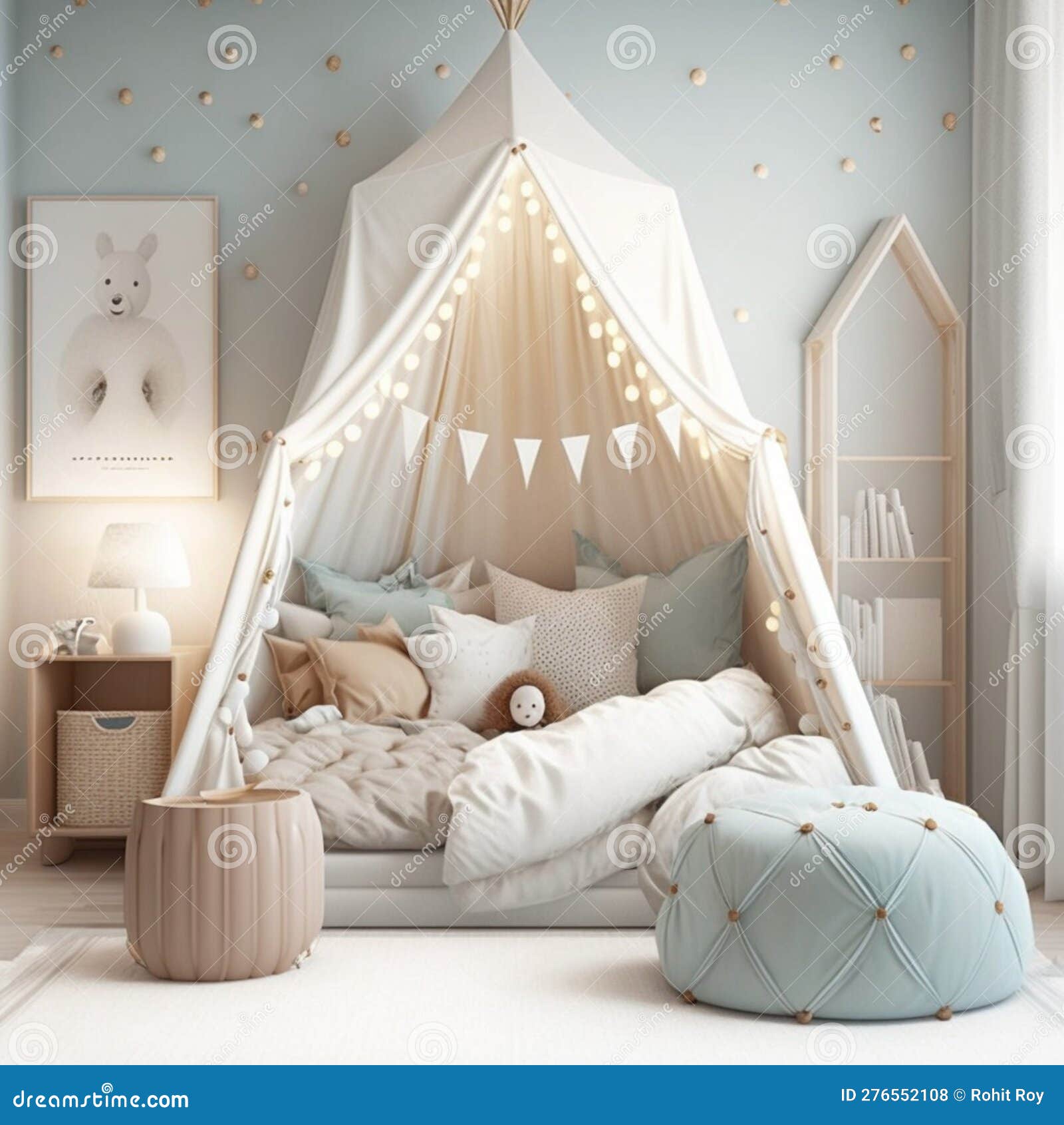 Cozy Kids Room Interior Ai Generative Stock Illustration - Illustration ...