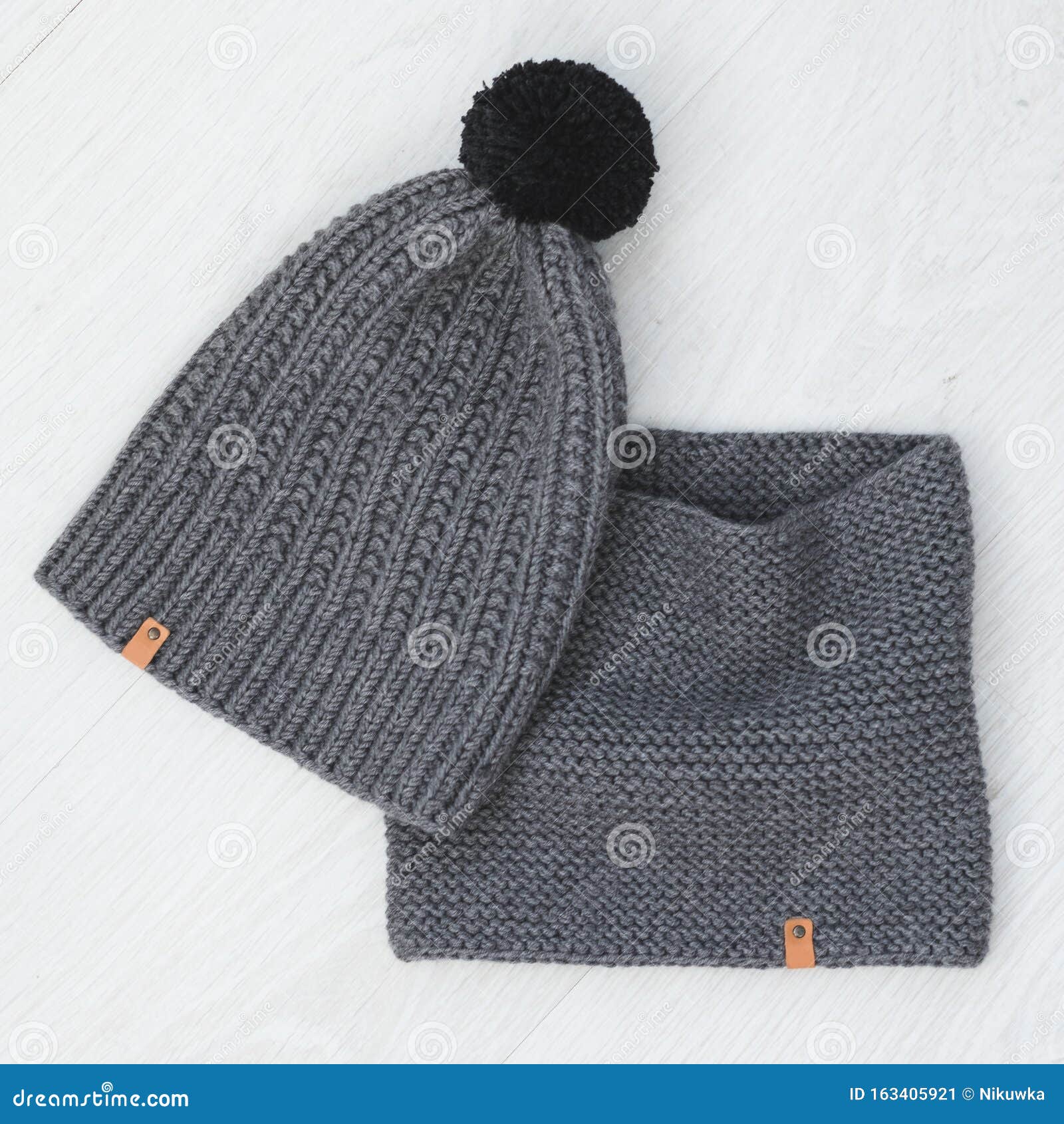 Cozy knitted winter set stock image. Image of accessory - 163405921