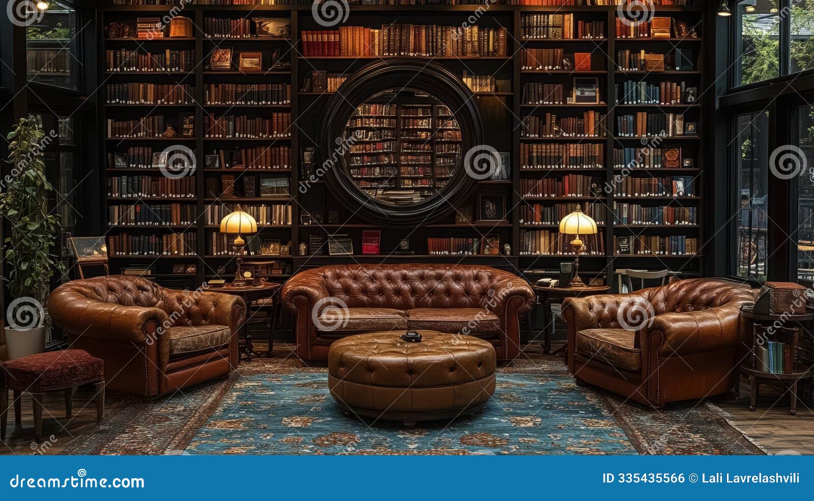 Cozy Library-inspired Coffee Shop Stock Illustration - Illustration of ...