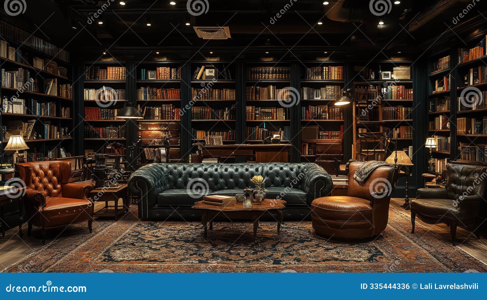 Cozy Library-inspired Coffee Shop Stock Illustration - Illustration of ...