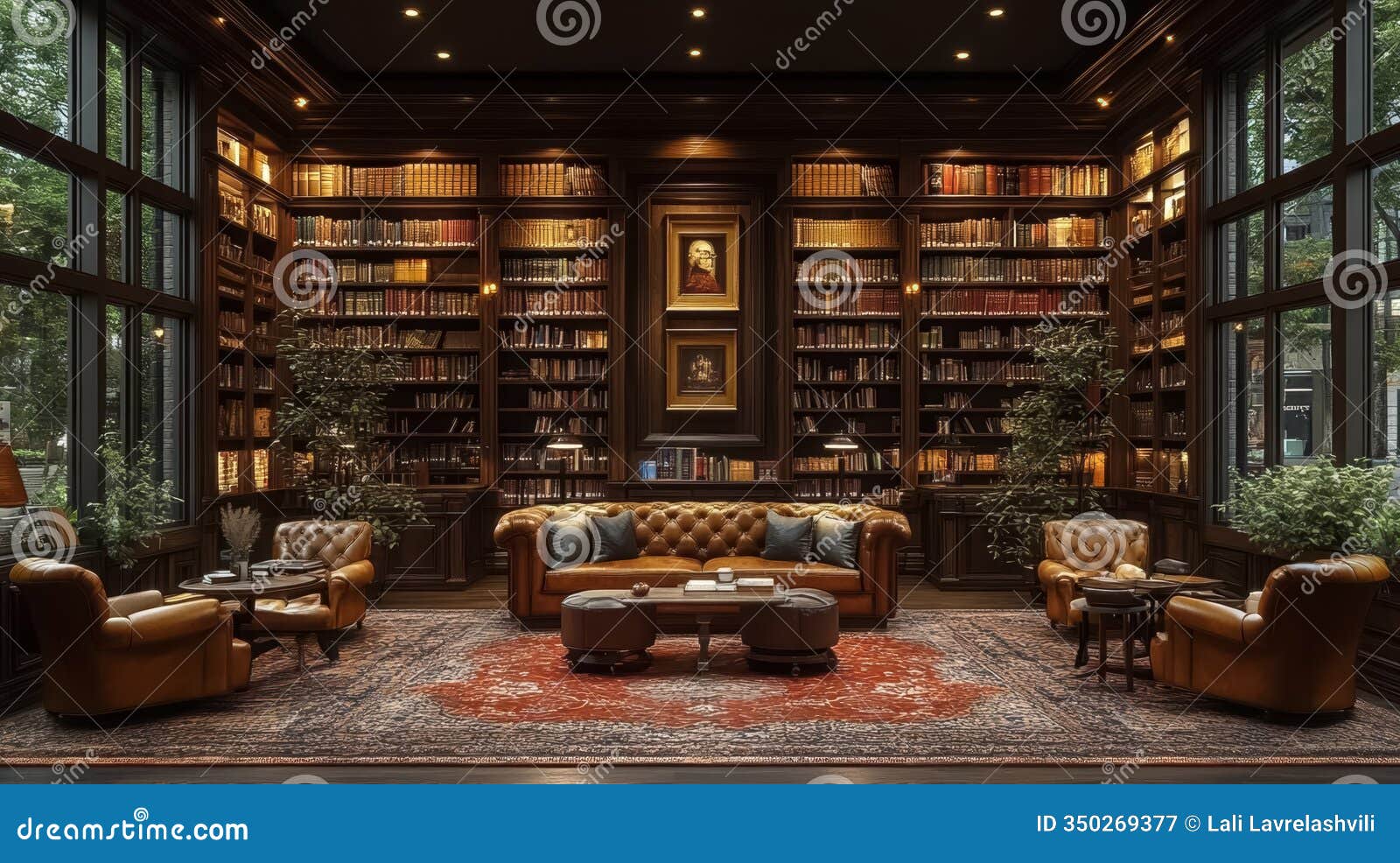 Cozy Library-inspired Coffee Shop Stock Illustration - Illustration of ...