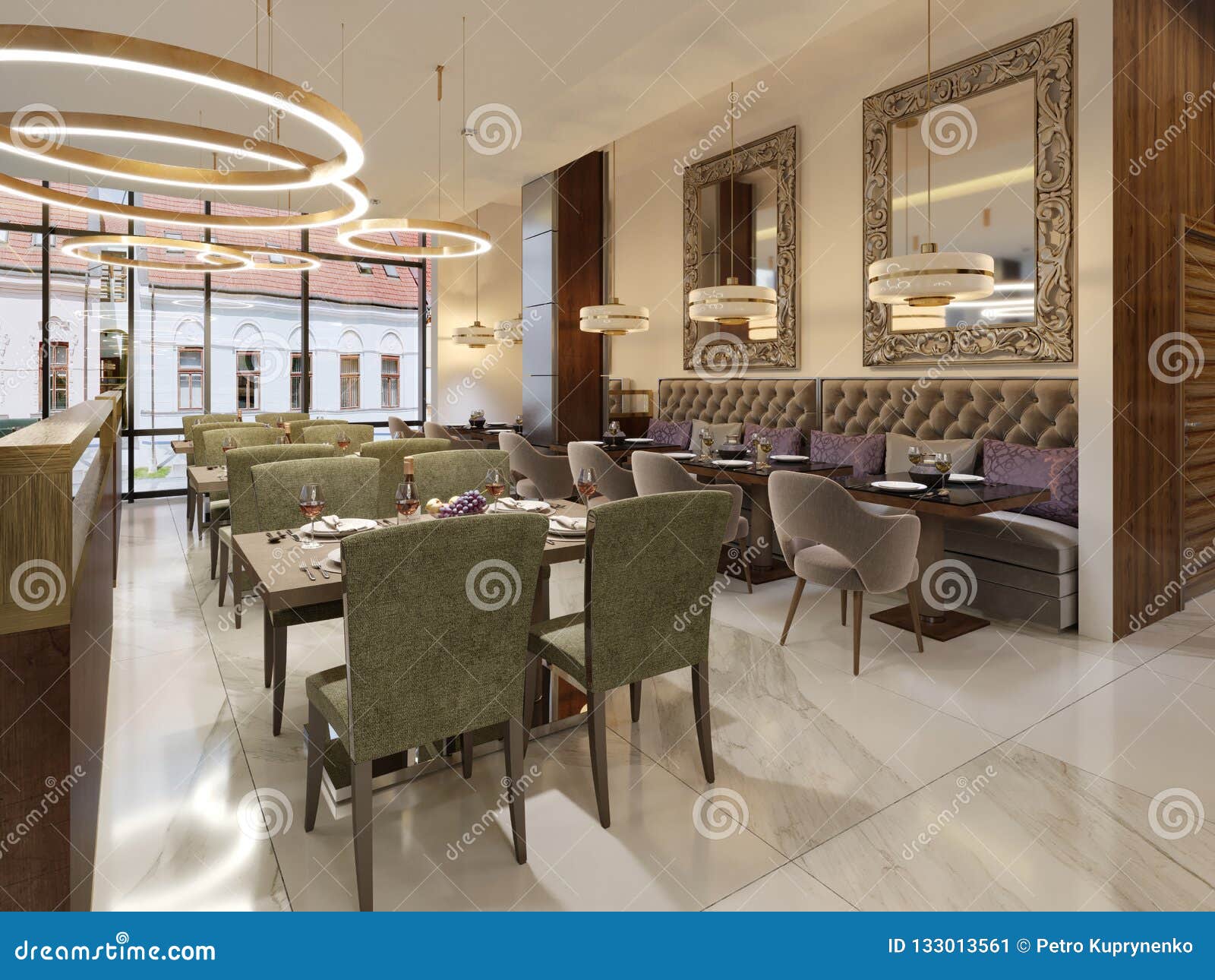 Cozy Luxury Interior of Restaurant, Comfortable Modern Dining Place ...