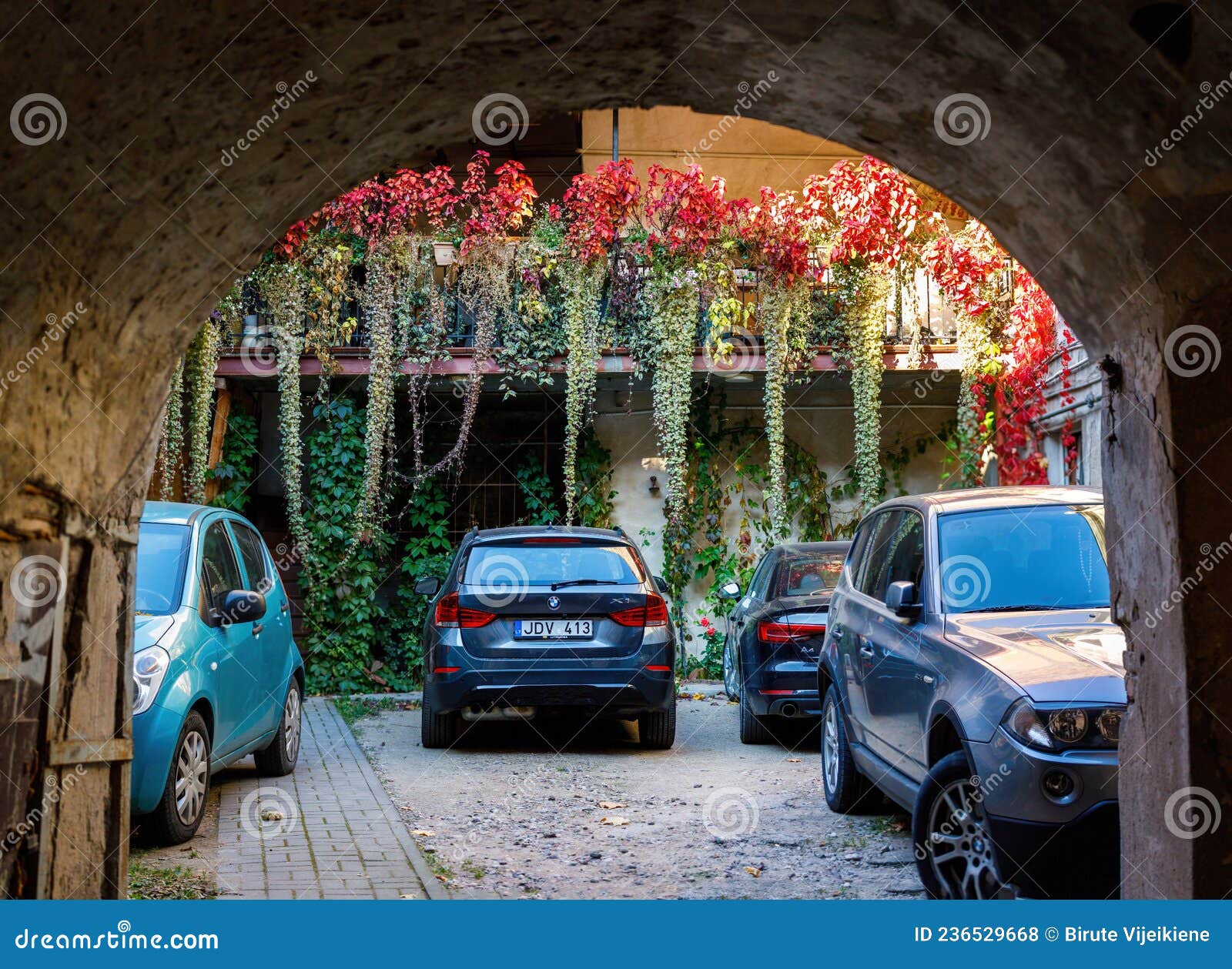 Cozy Medieval Inner Yard in the Old Town of Vilnius, Lithuania ...