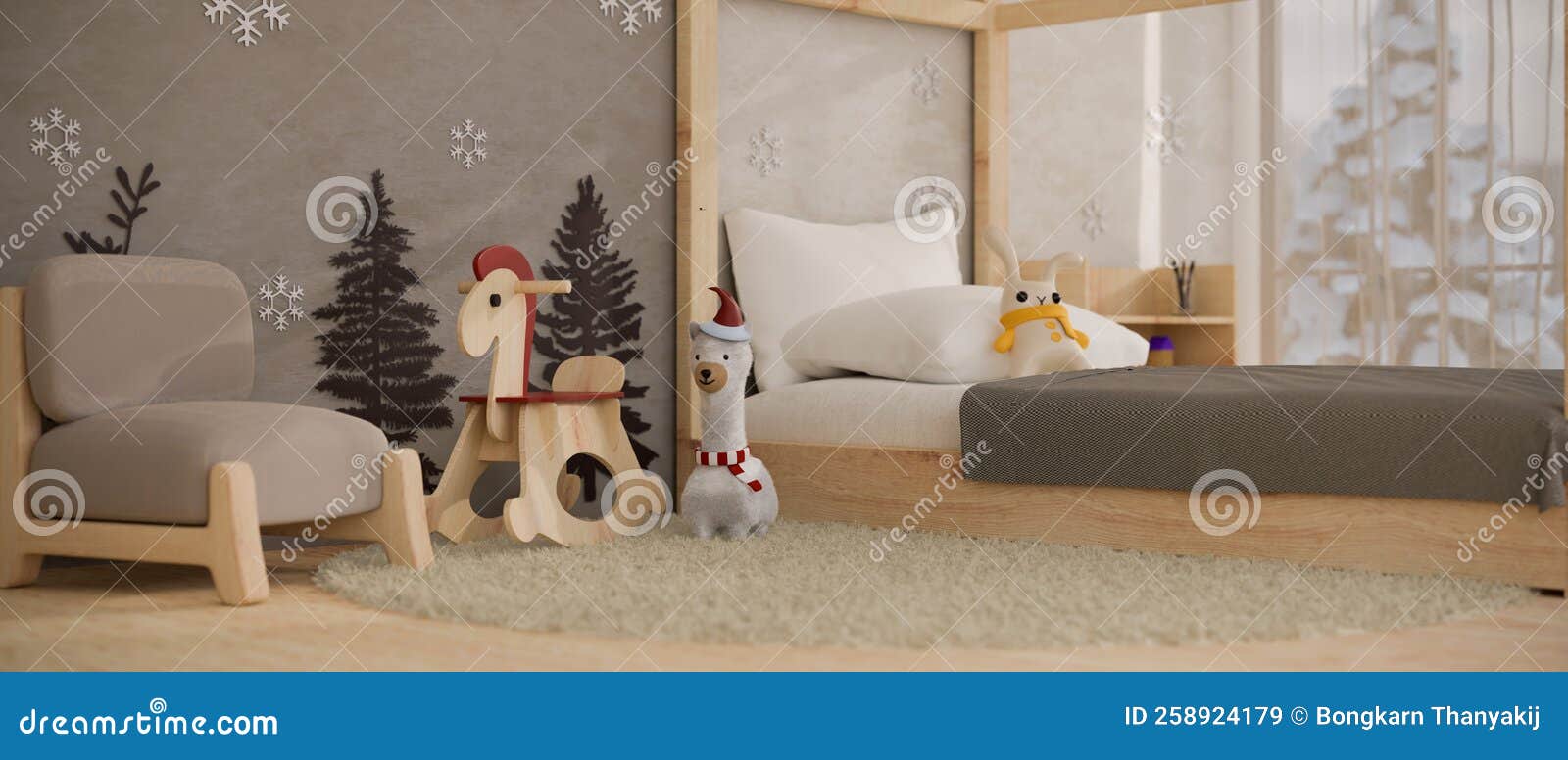 Cozy and Minimal Kid`s Bedroom Interior Design with Comfortable Bed ... Cozy and Minimal Kid`s Bedroom Interior Design with Comfortable Bed ...