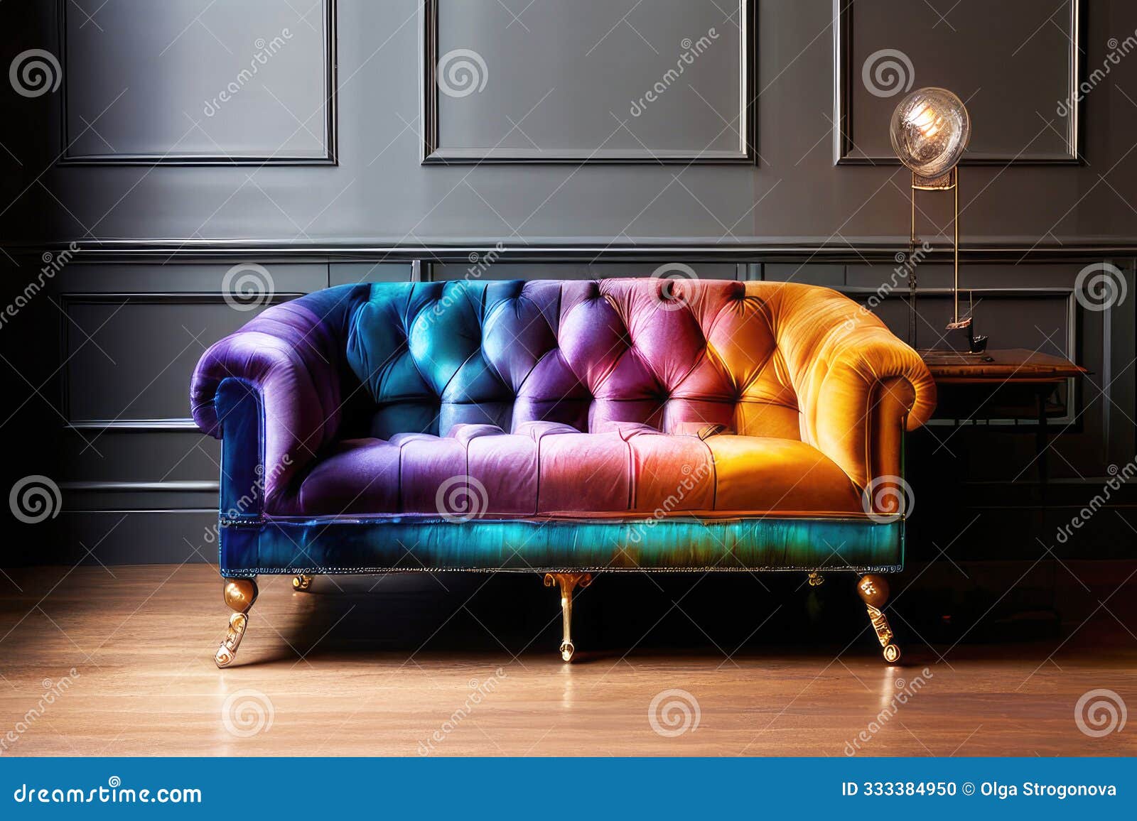Cozy Modern Living Room Interior with Comfortable Multicolored Sofa ...