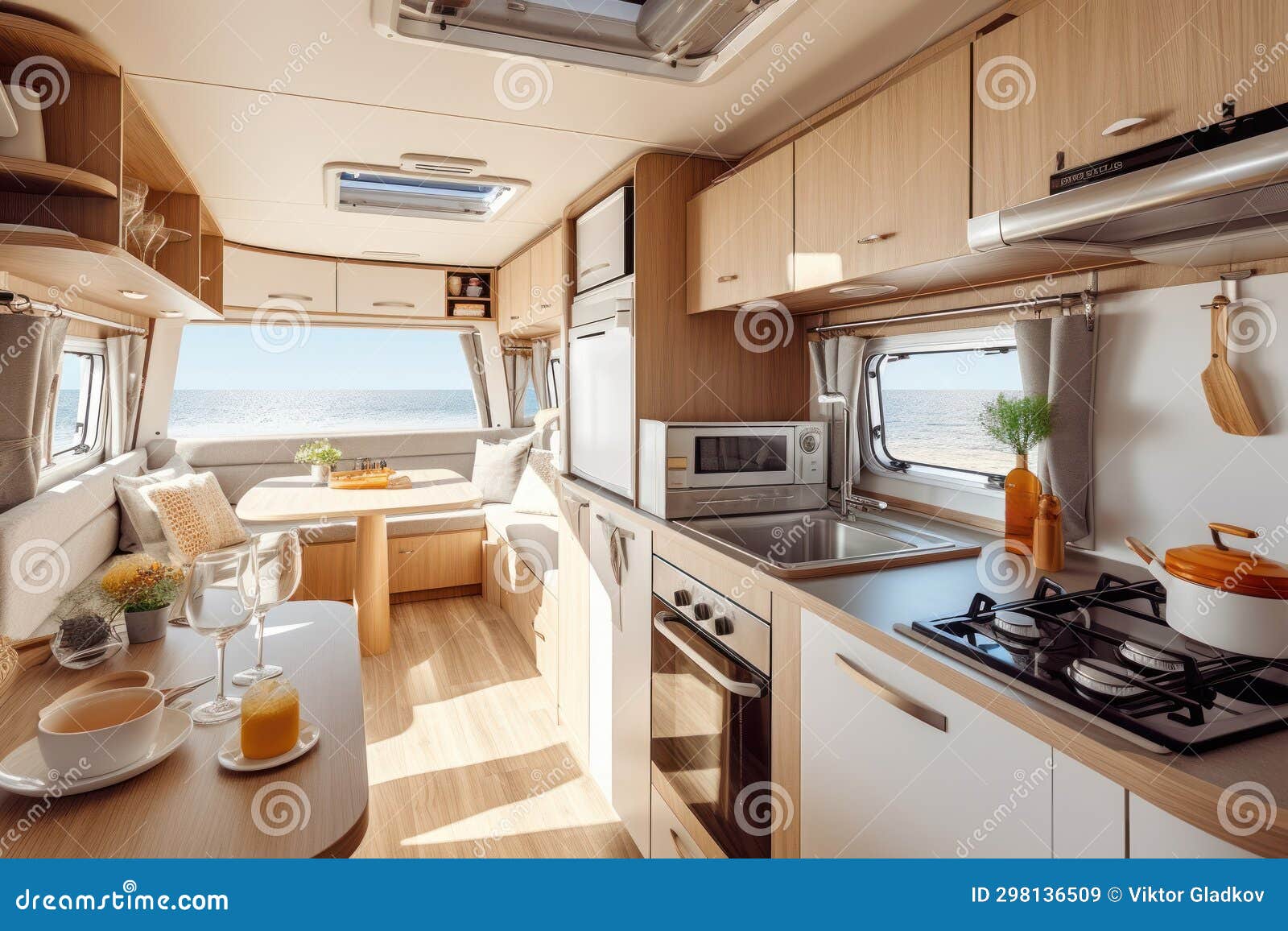 Cozy and Modern Mobile Home Interior. Generative AI Stock Image - Image ...