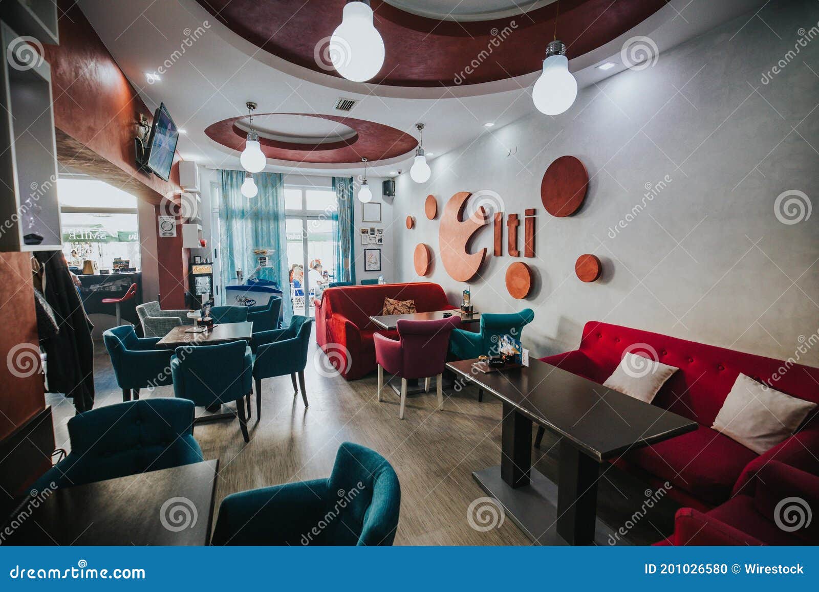 Cozy Modern Restaurant Interior with Comfortable Soft Chairs and ...