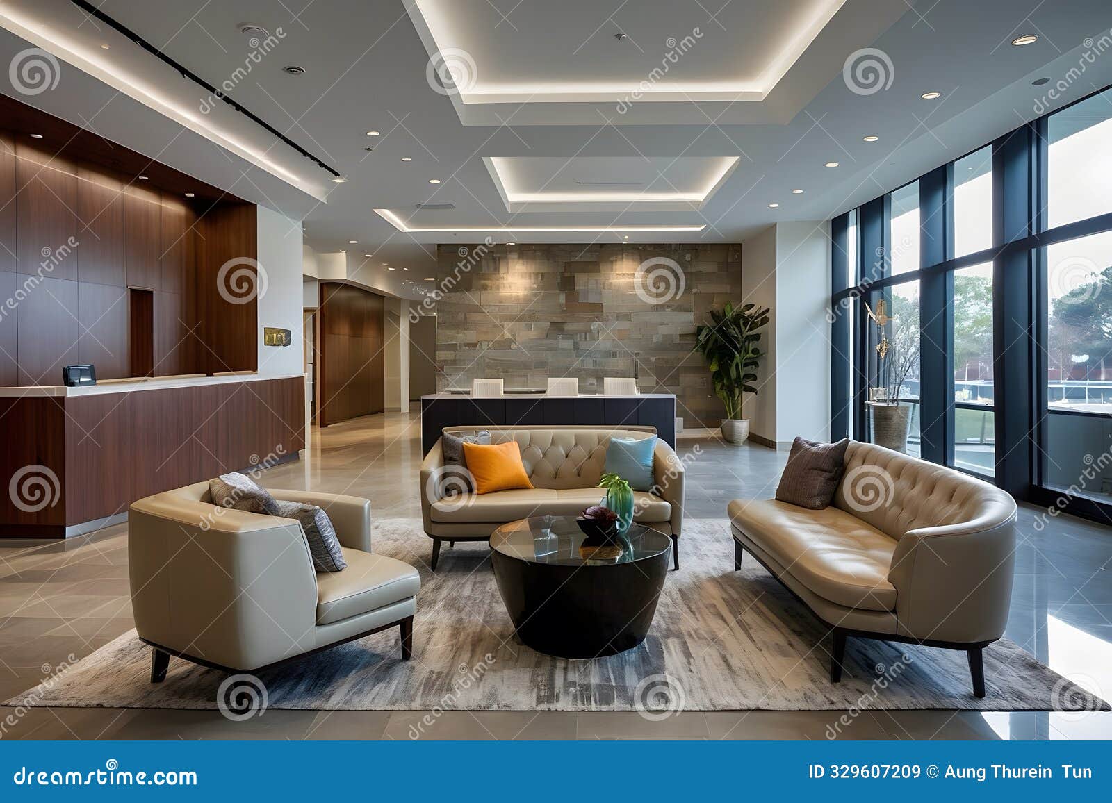 Cozy and Modernized Lobby of an Office Stock Image - Image of waiting ...