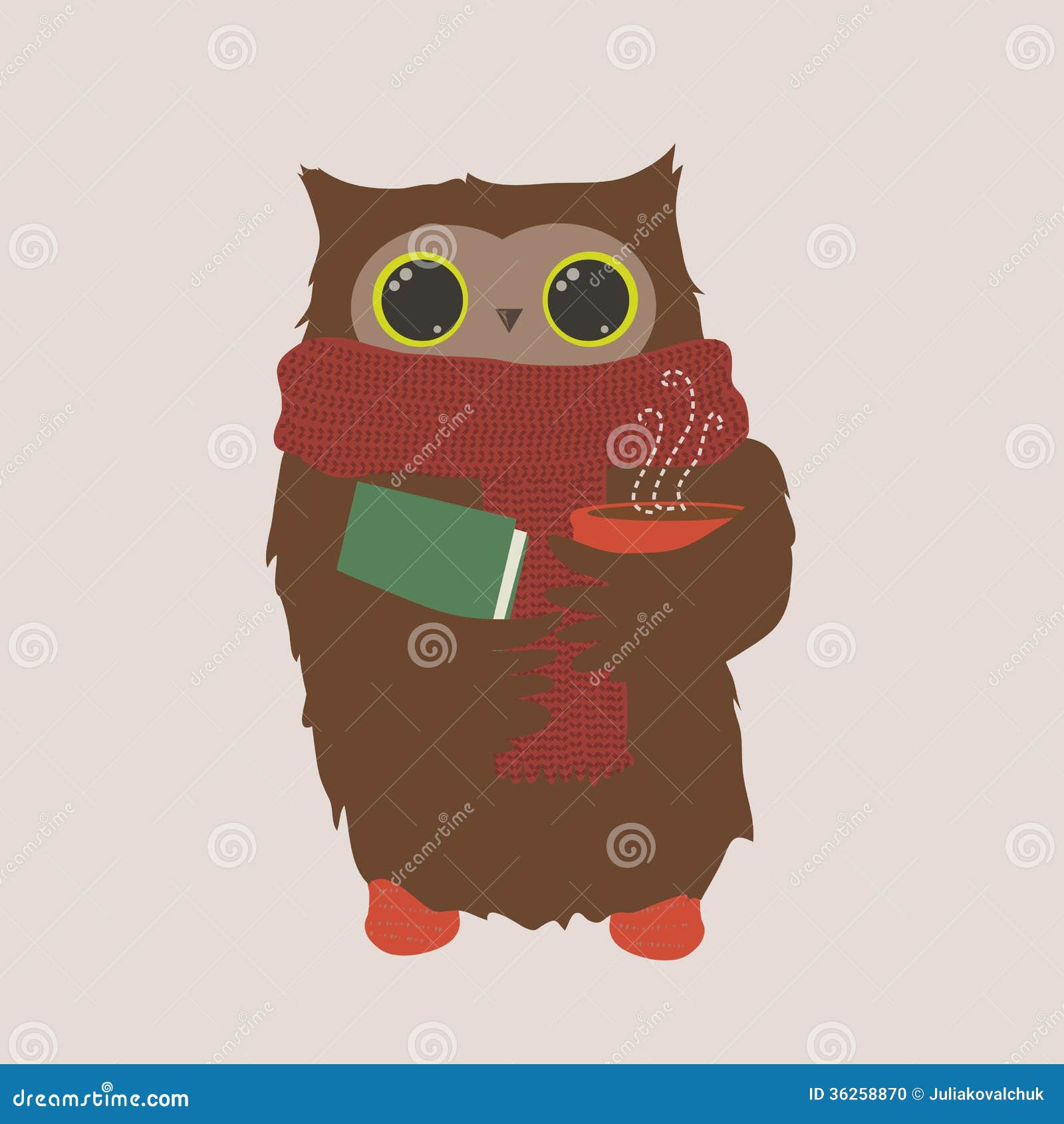 Cozy owl stock illustration. Illustration of cute, coffee - 36258870