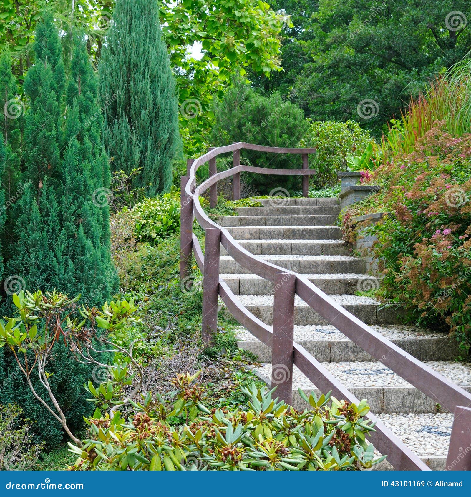 Cozy park with stairs stock image. Image of handrail - 43101169
