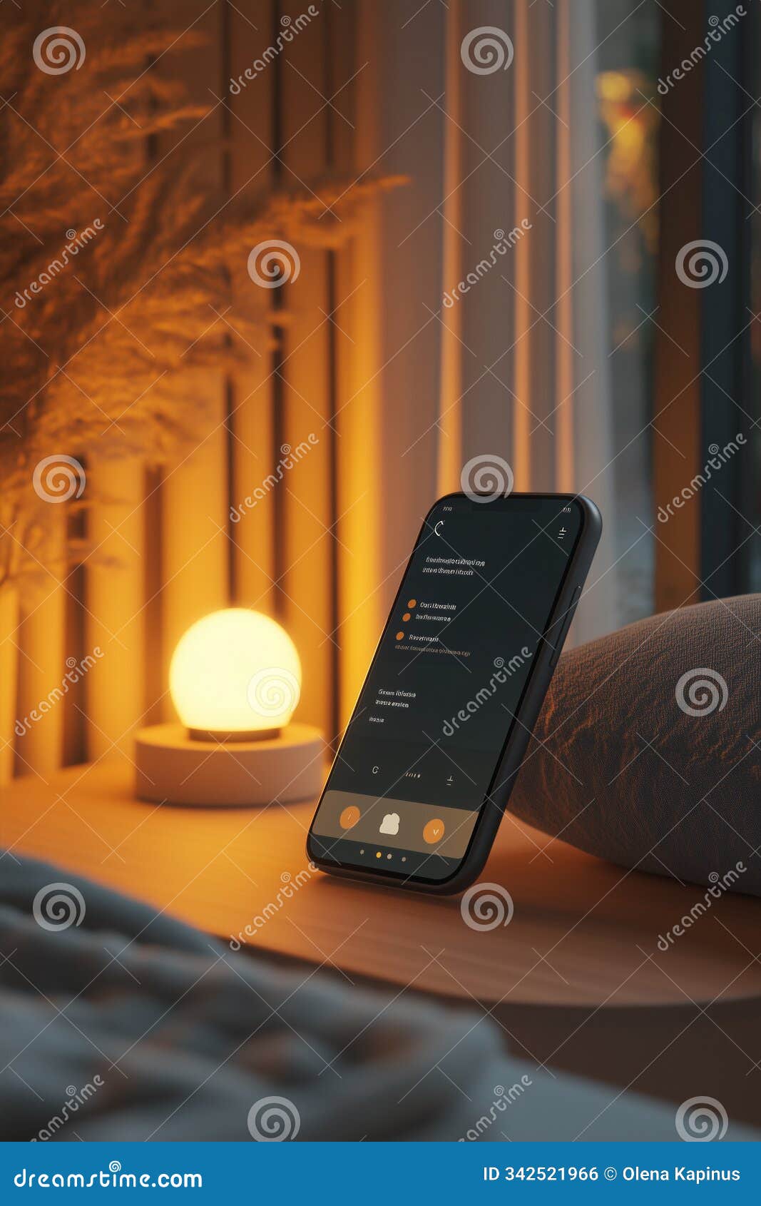 A Cozy Phone Mockup on a Bedside Table Stock Illustration ...