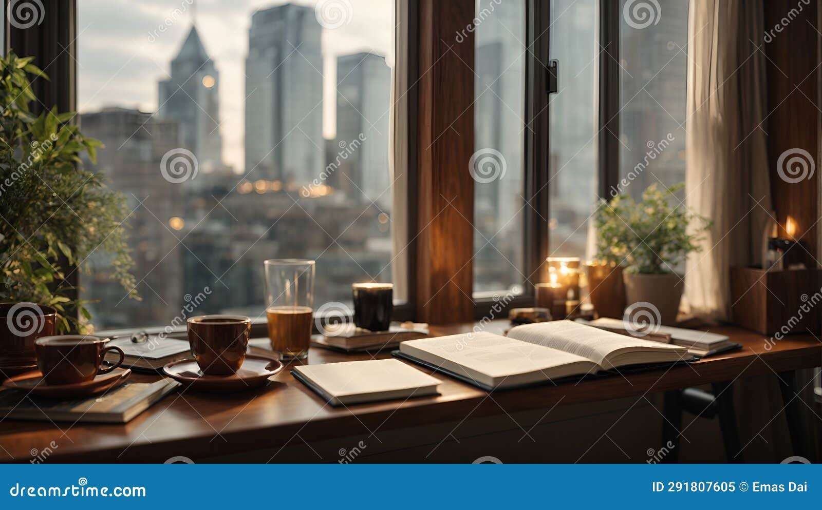 Cozy Place To Study, City View Outside Windows Stock Image - Image of ...