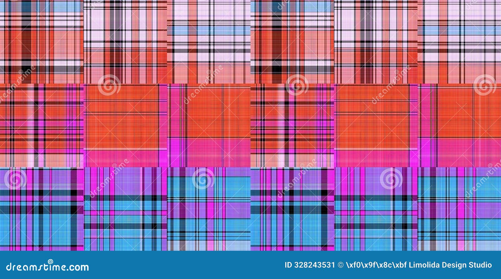 Cozy Plaid Patterns Seamless Border Background in Colorfull Autum Fall ...