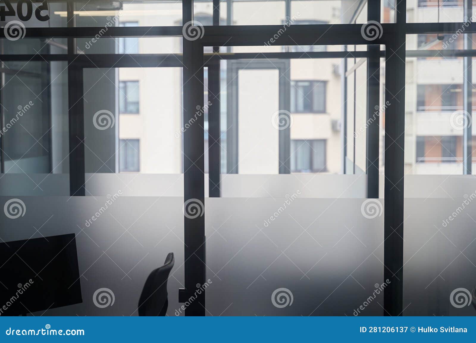 Cozy Private Closed Workspace with Glass Walls Stock Image - Image of ...