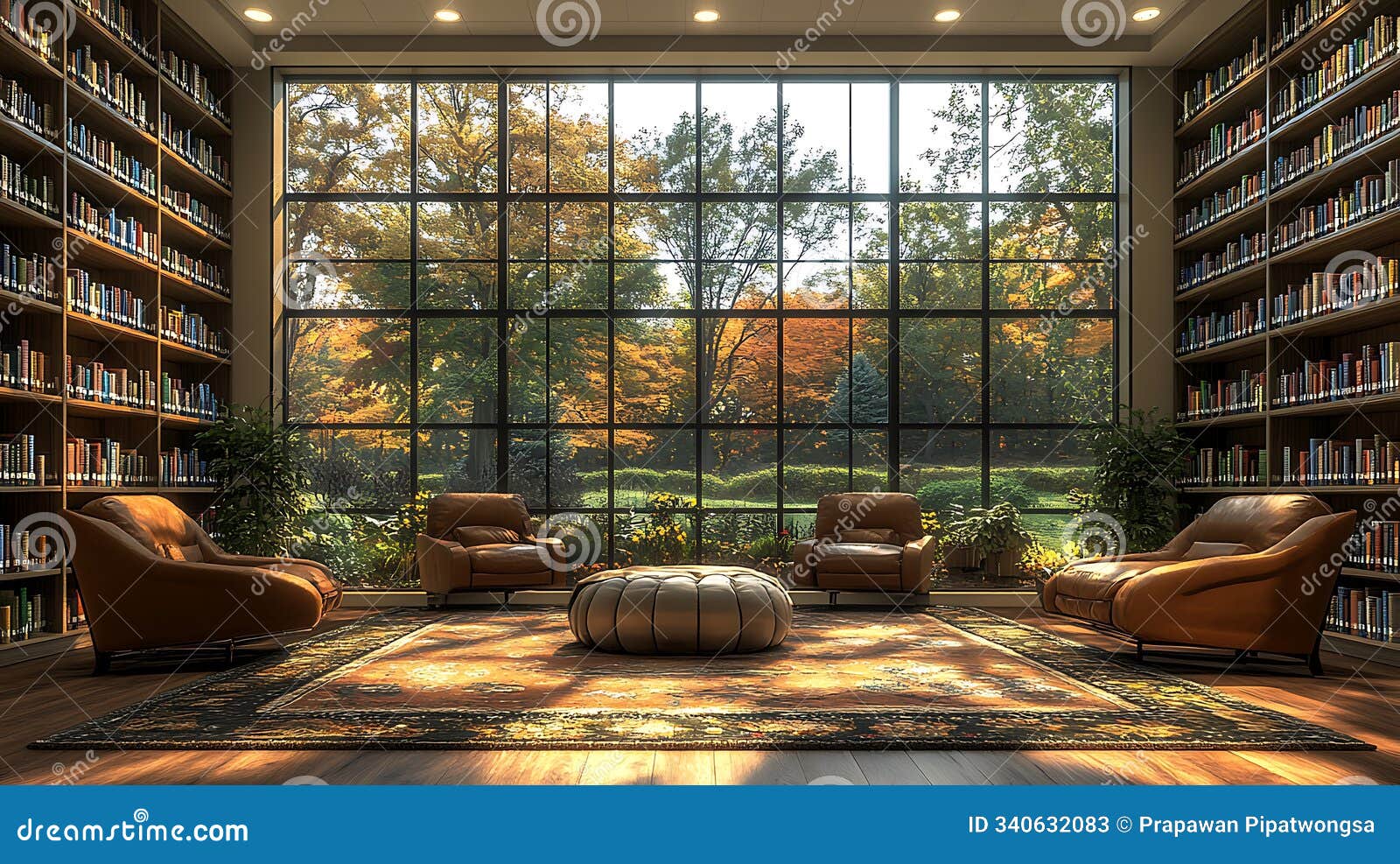 Cozy Reading Area in a Community Library Stock Illustration ...