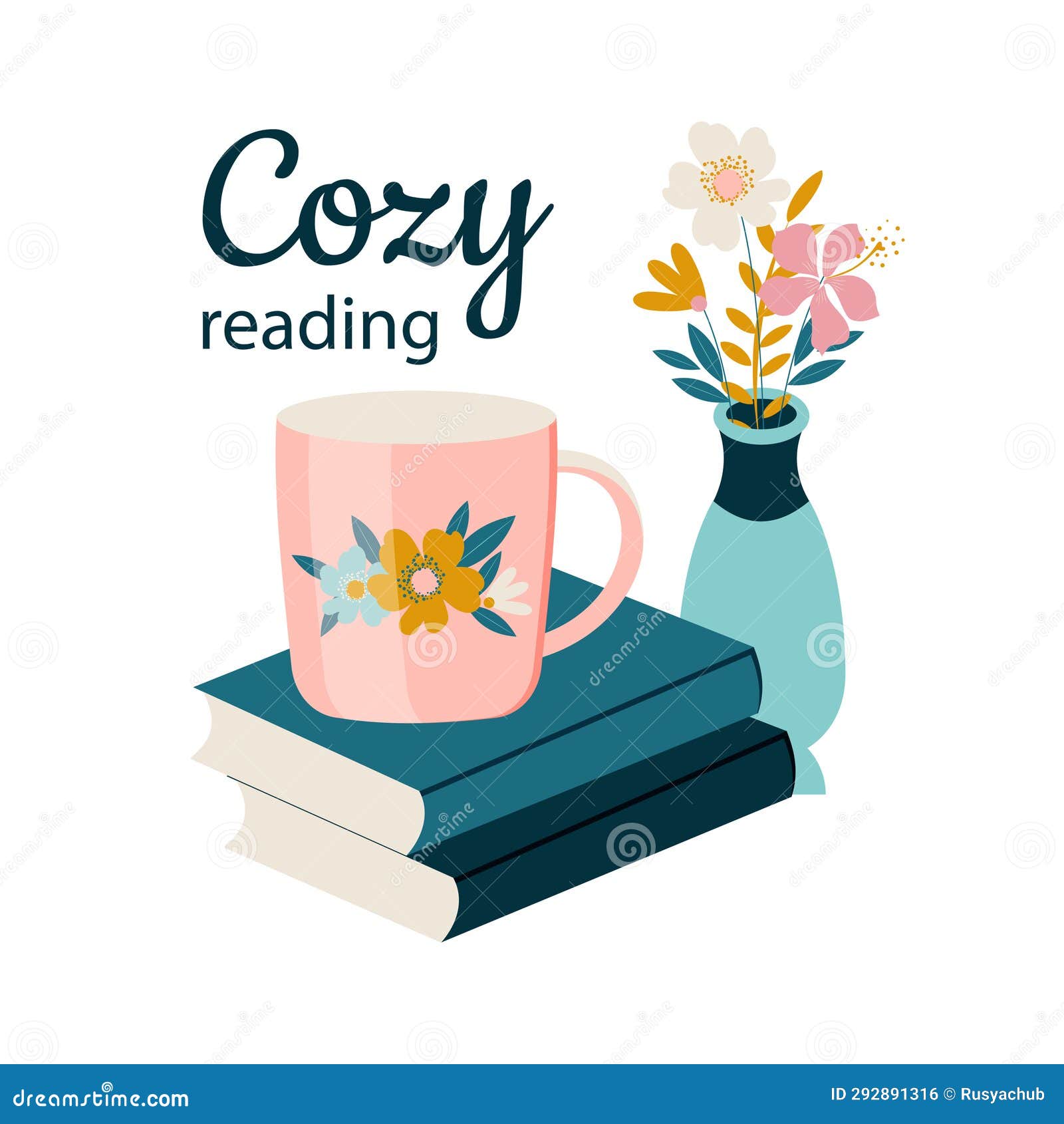A Cup of Hot Tea or Coffee on a Stack of Paper Books. Cozy, Healthy ...