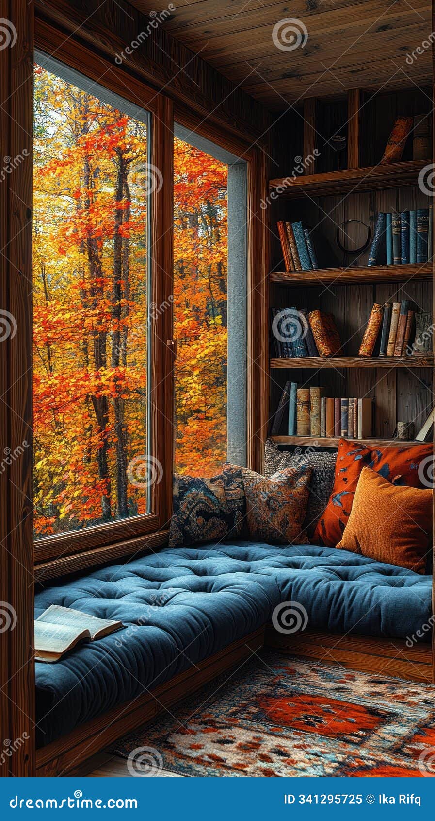 Cozy Reading Nook with Autumn View Illustration Stock Illustration ...