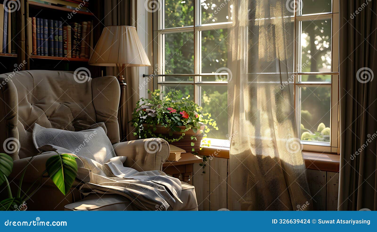 A Cozy Reading Nook with a Self-help Book on a Plush Chair, Hyper ...