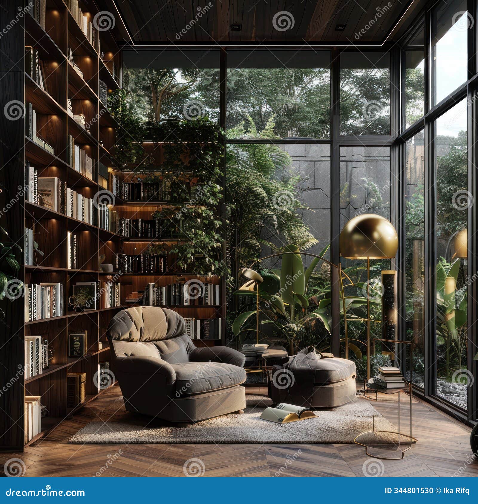 Cozy Reading Nook with a View 3D Illustration Stock Illustration ...