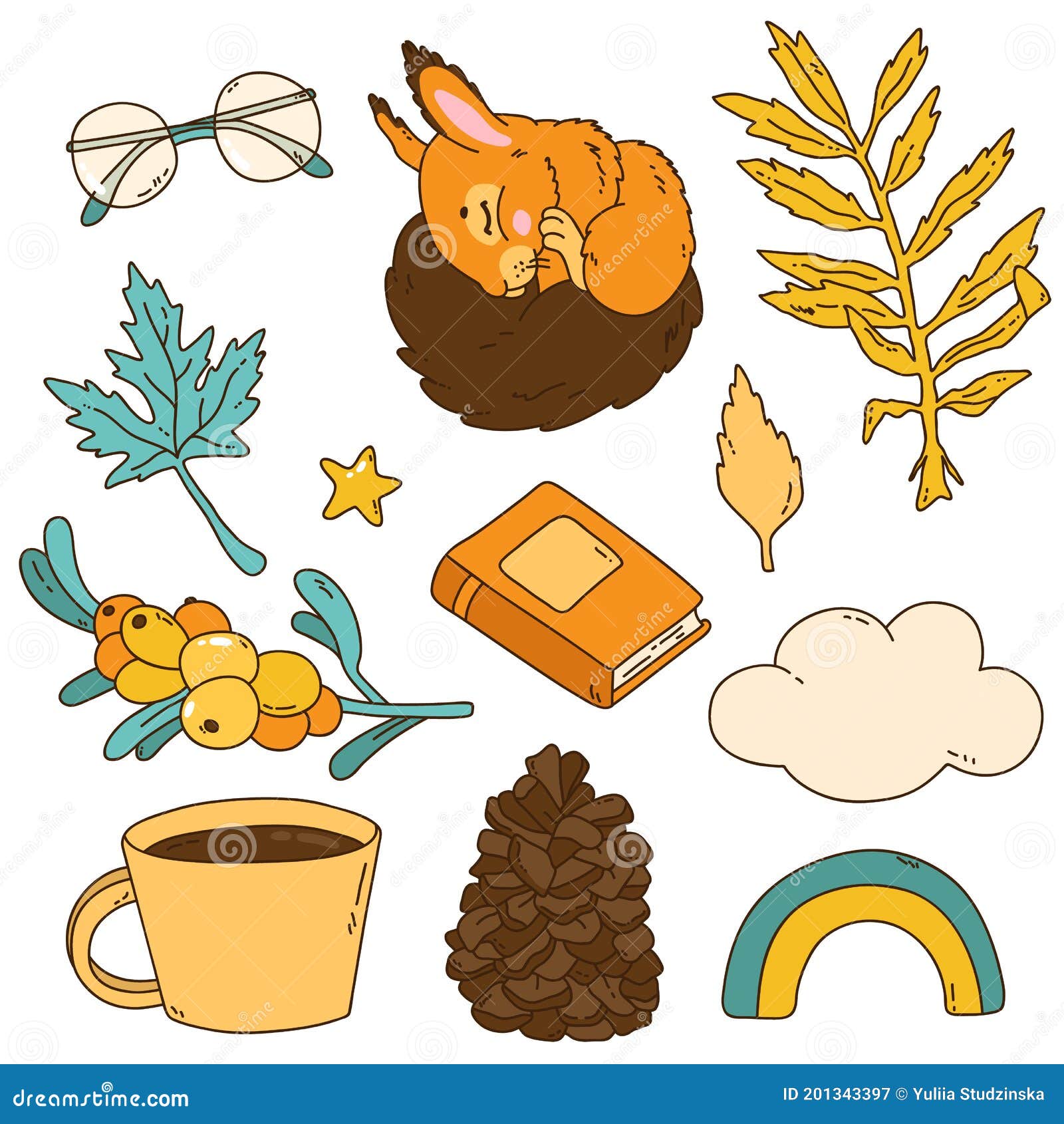 Cozy Reading Objects Collection Stock Vector - Illustration of book ...