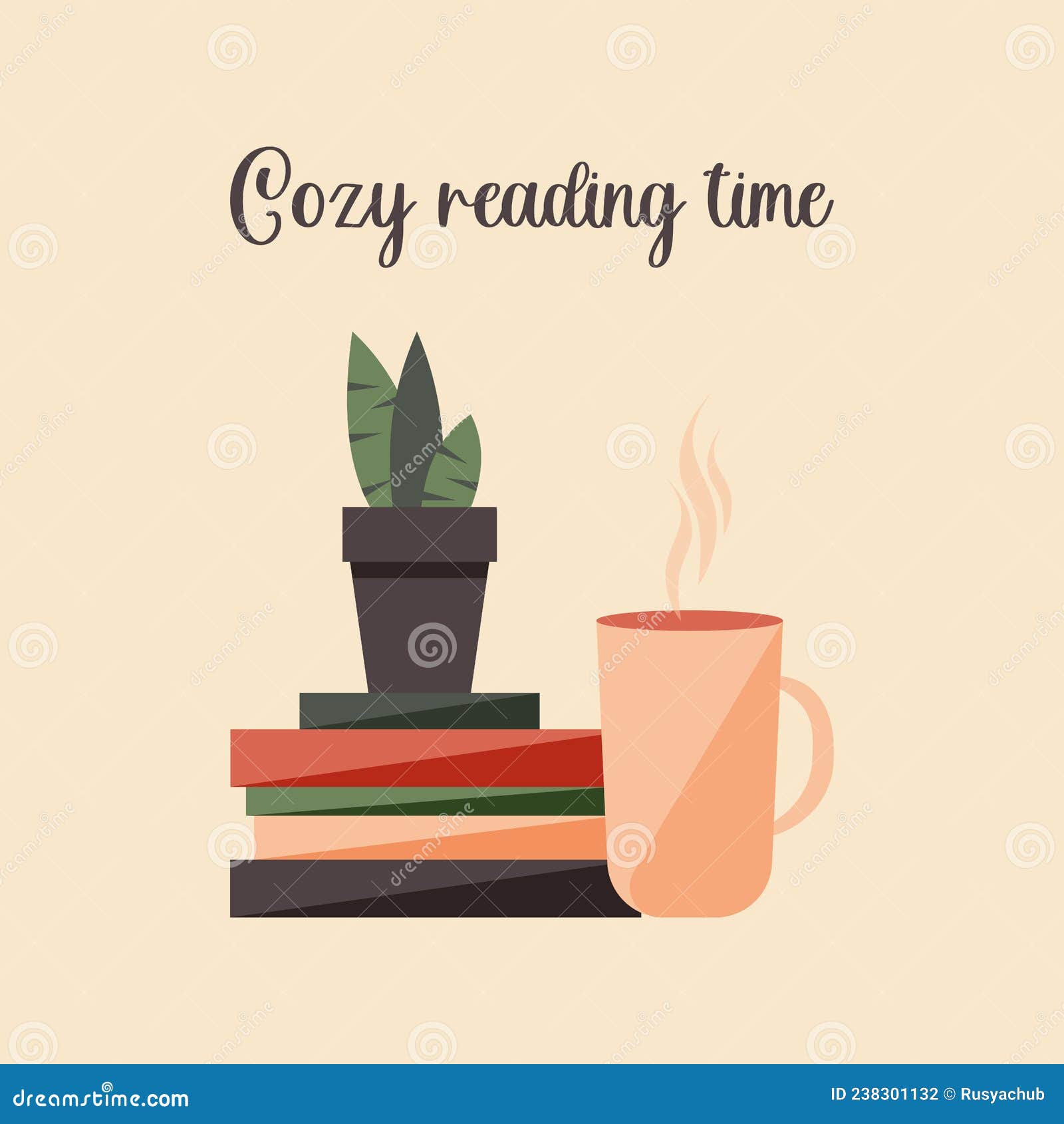 A Cup of Tea or Coffee Near a Stack of Paper Books. Cozy Reading at ...