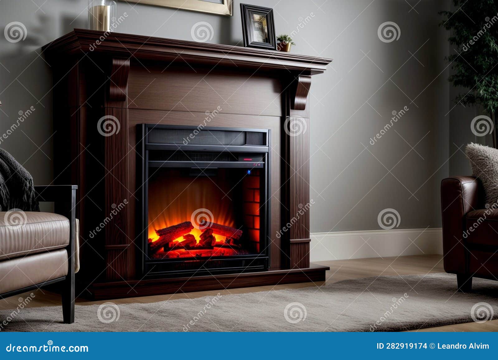Cozy and Realistic Electric Fireplace in Captivating Photo.AI Generated ...