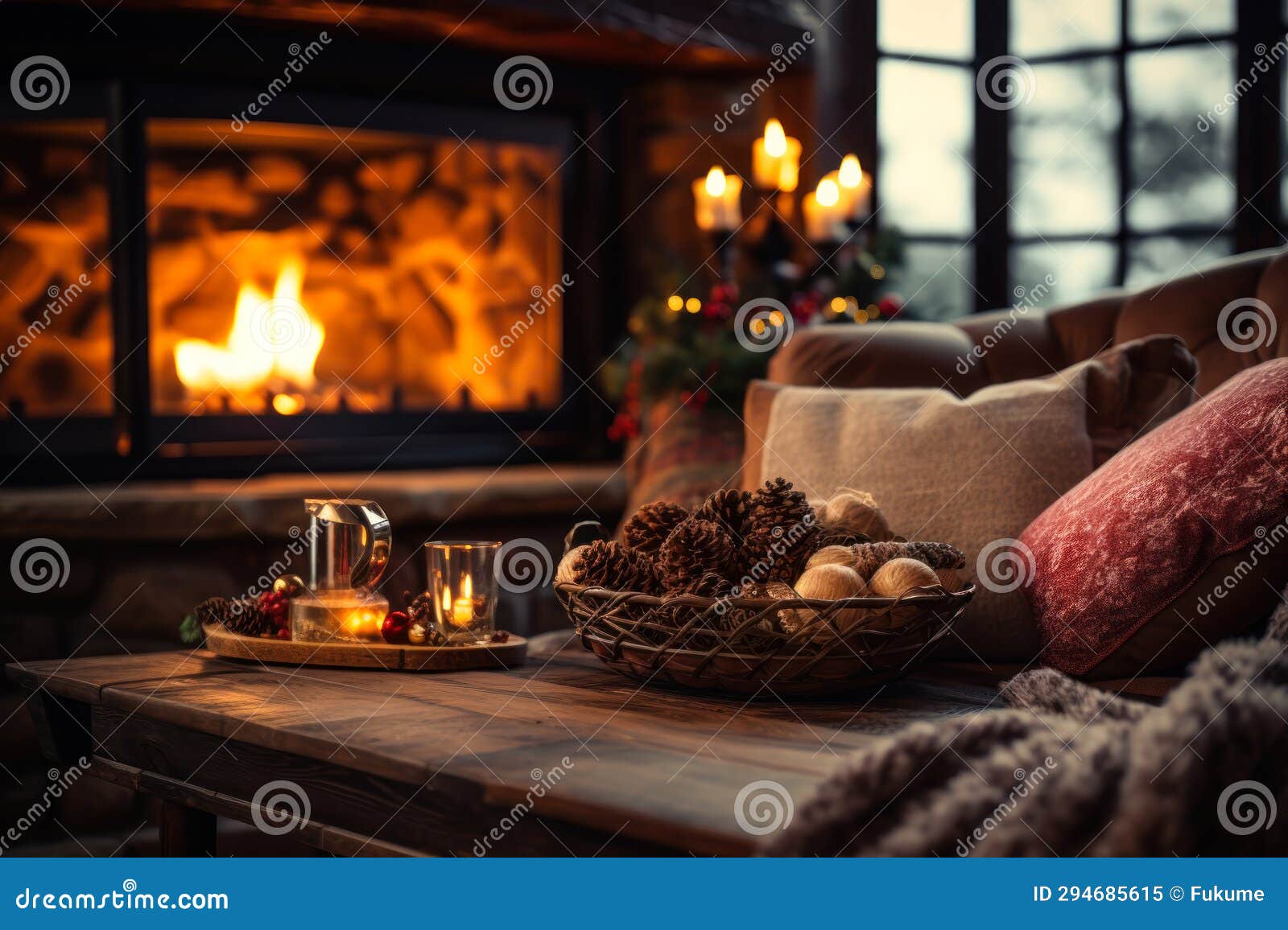 Cozy Relaxation by the Fireplace in a Homely Environment Ai Generative ...